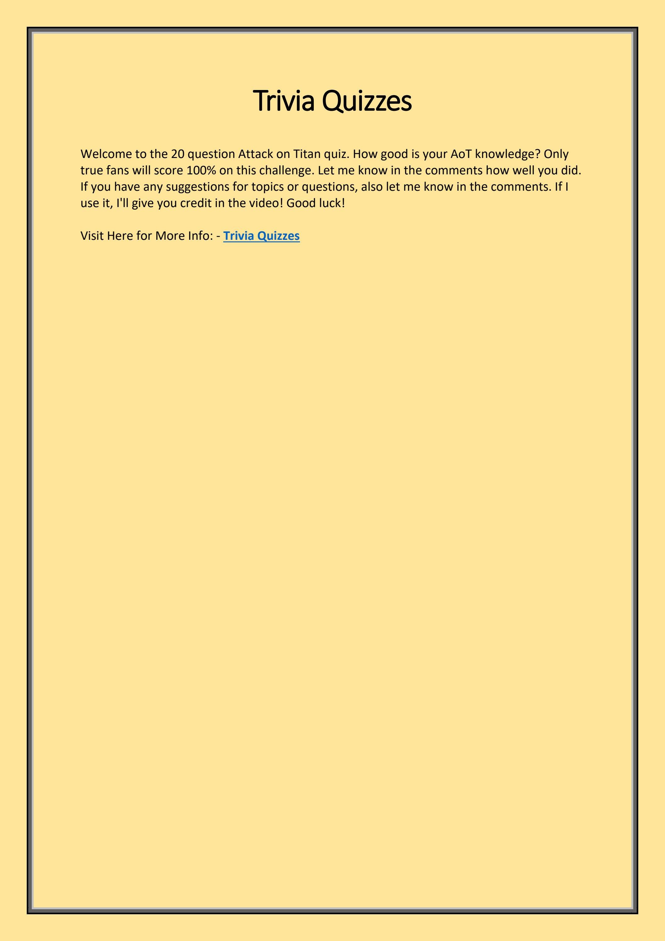 Trivia Quizzes by Quizgeek01 - Issuu