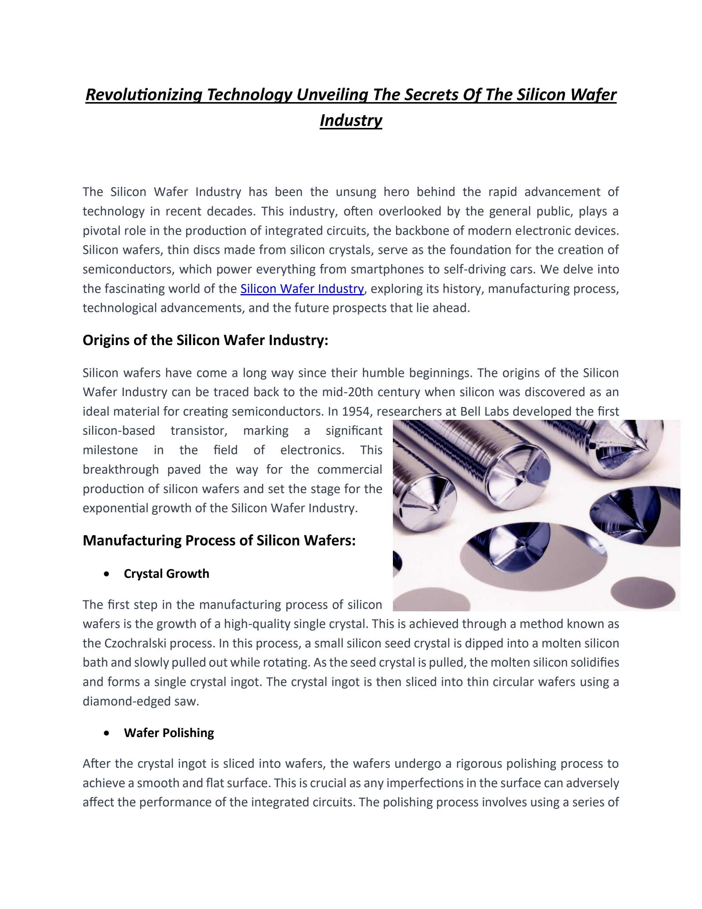 Silicon Wafers Process