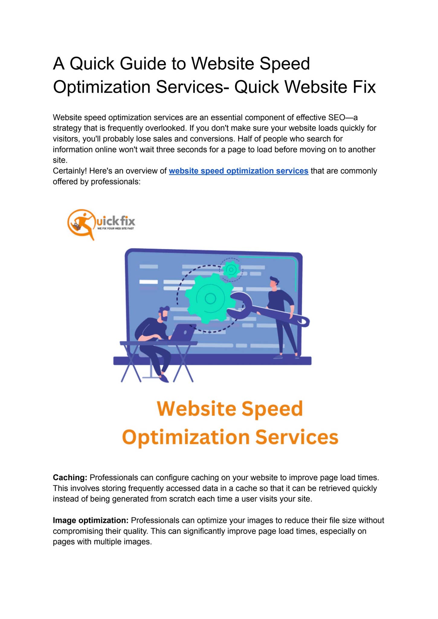 A Quick Guide to Website Speed Optimization Services- Quick Website Fix by Quickwebsitefix1 - Issuu