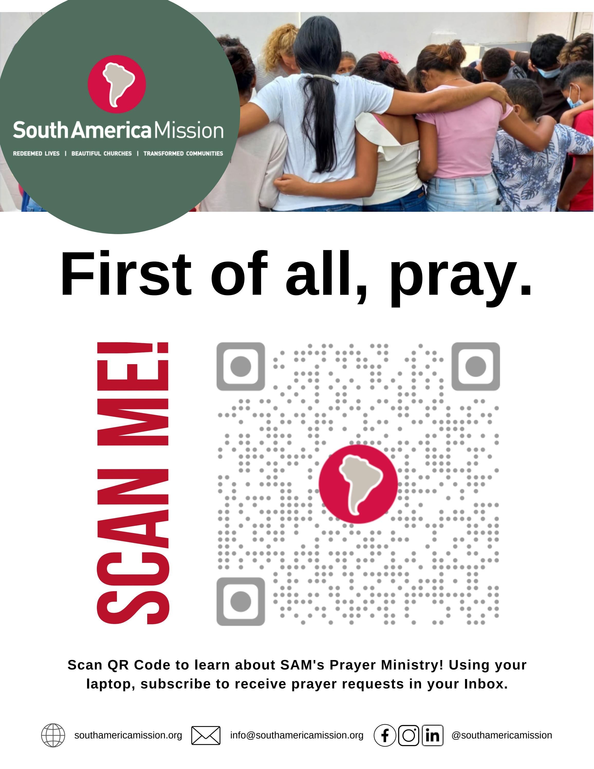 First of All, Pray (QR Code, 8.5x11 Display) by South America Mission ...