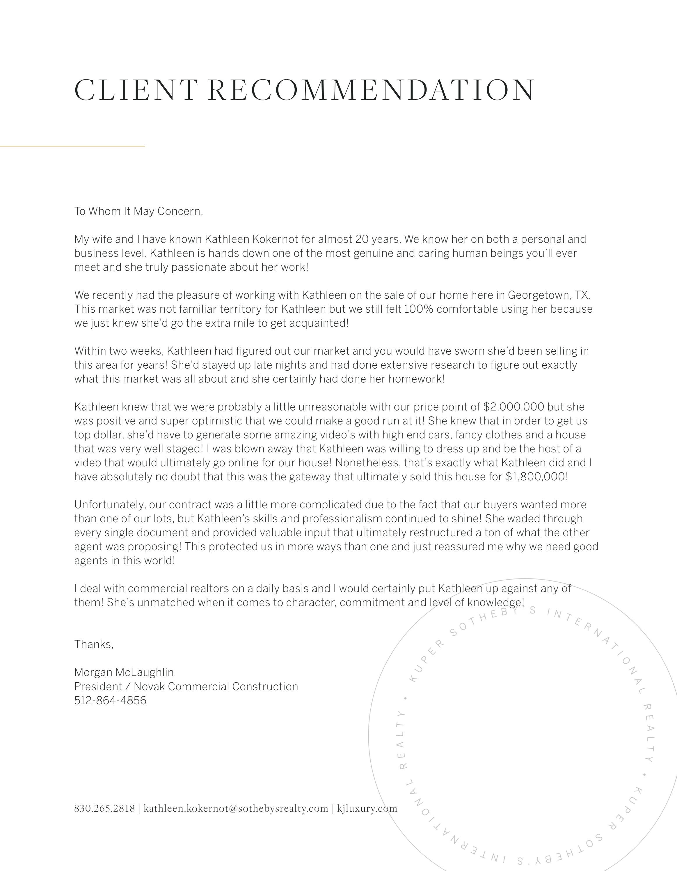 Client Recommendation - Kathleen Kokernot by Kuper Sotheby's ...