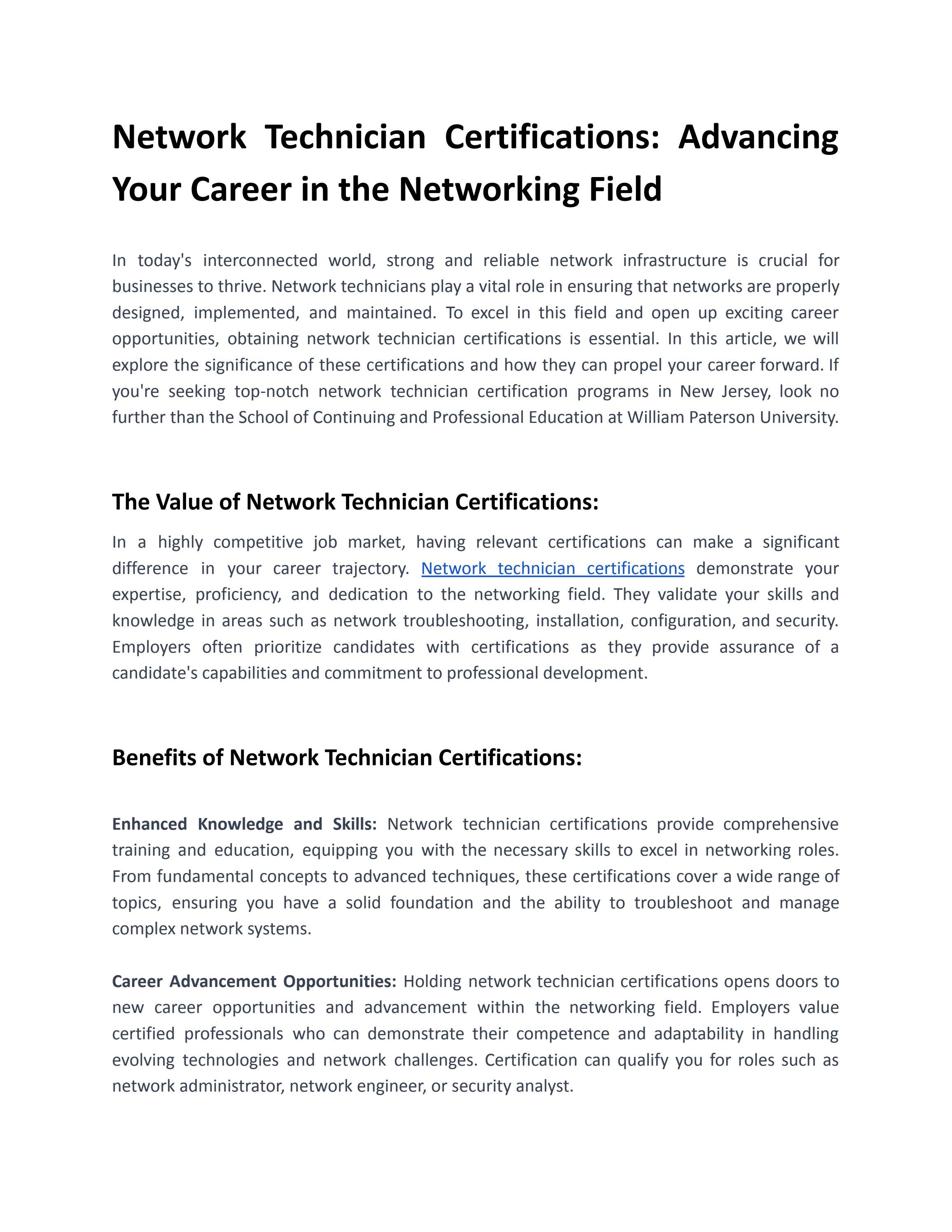 Network Technician Certifications: Advancing Your Career in the ...
