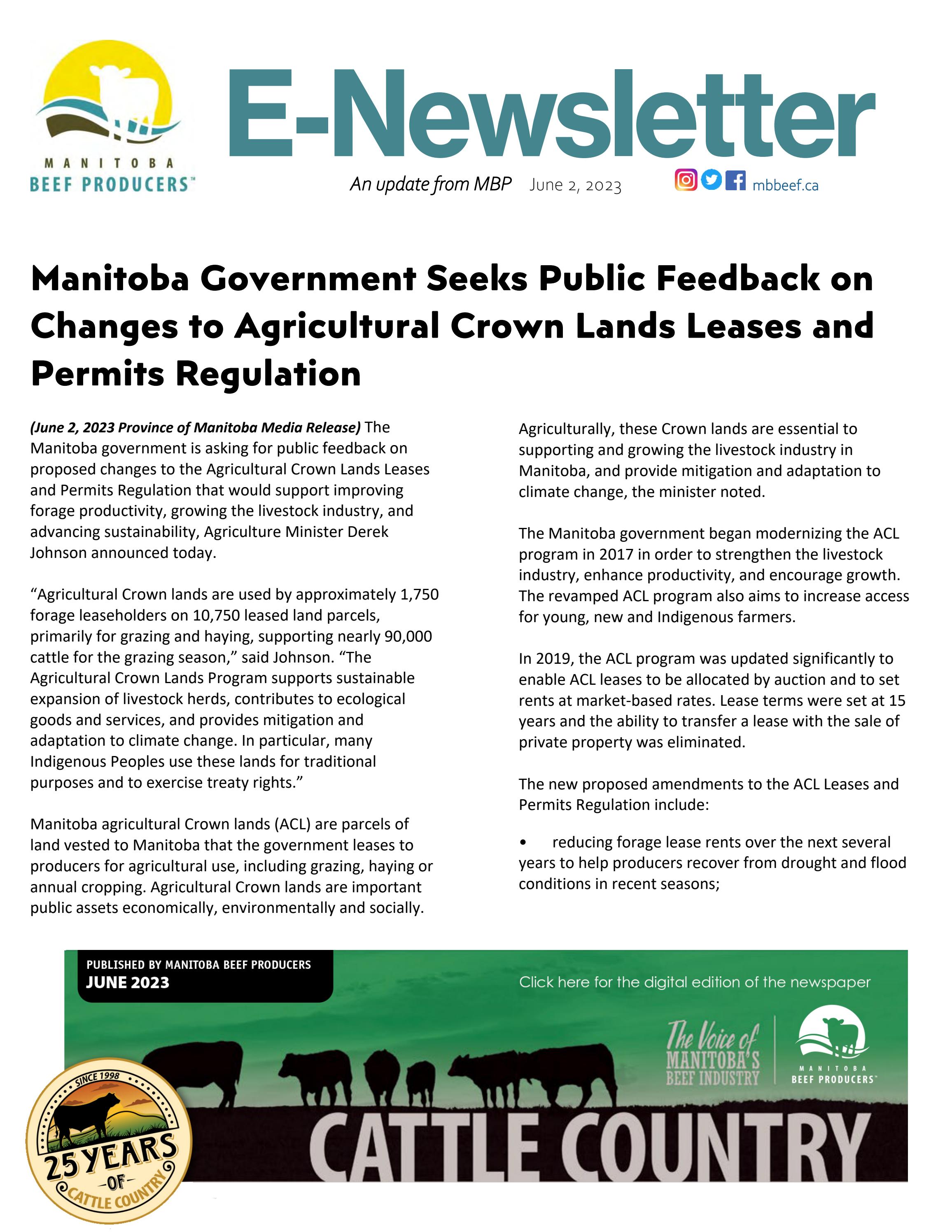 MBP E-Newsletter: June 2/2023 by ManitobaBeefProducers - Issuu
