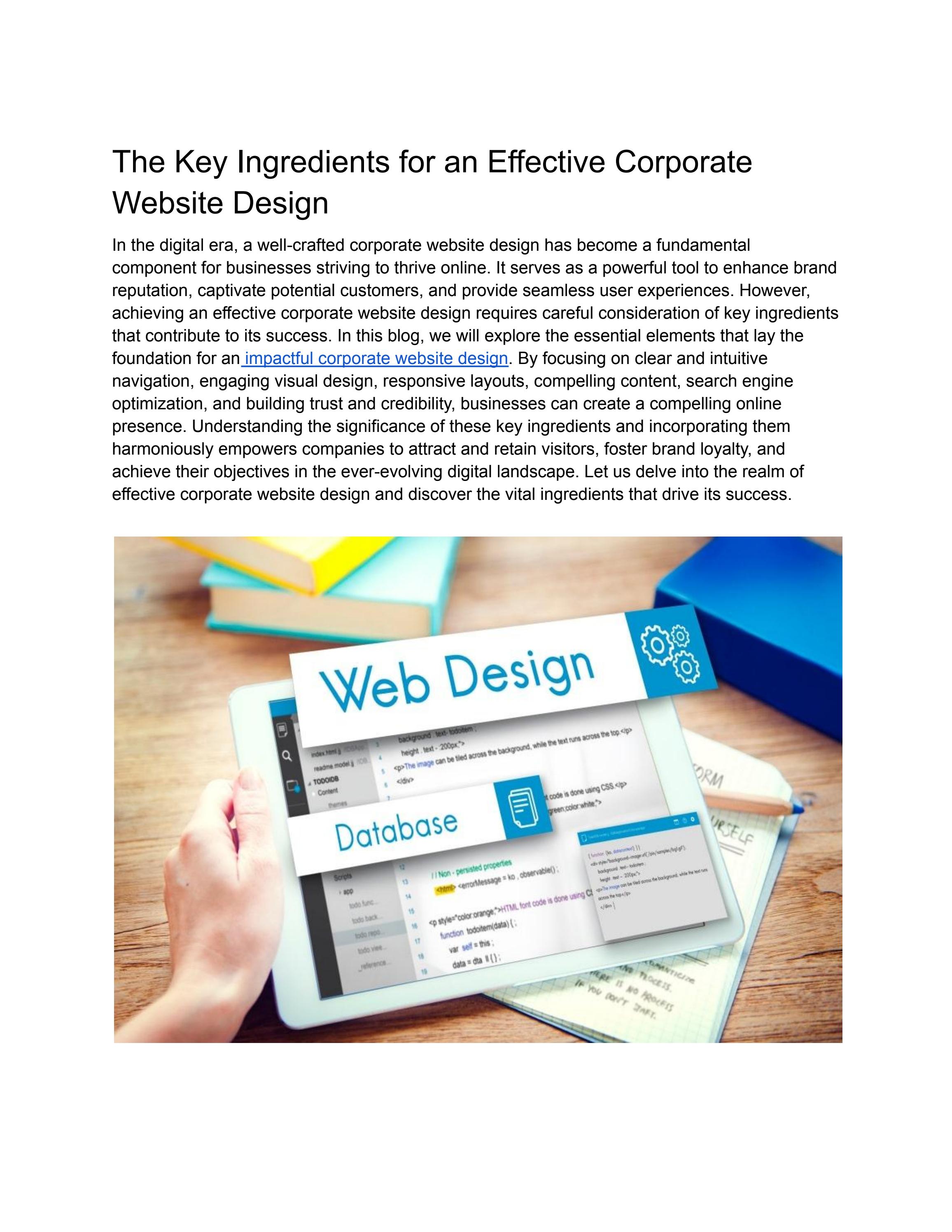Title: The Key Ingredients for an Effective Corporate Website Design by ...