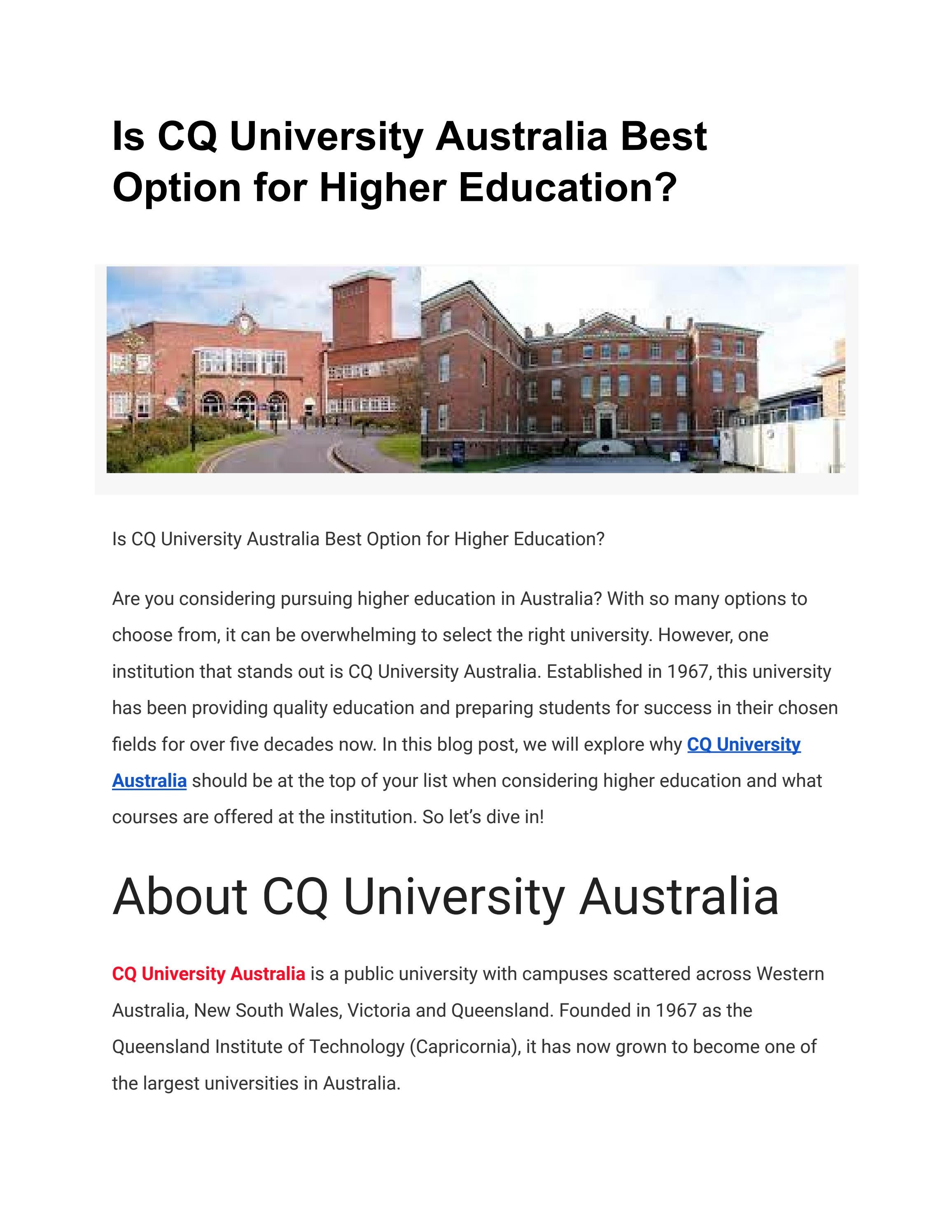 CQ University Australia by Education - Issuu