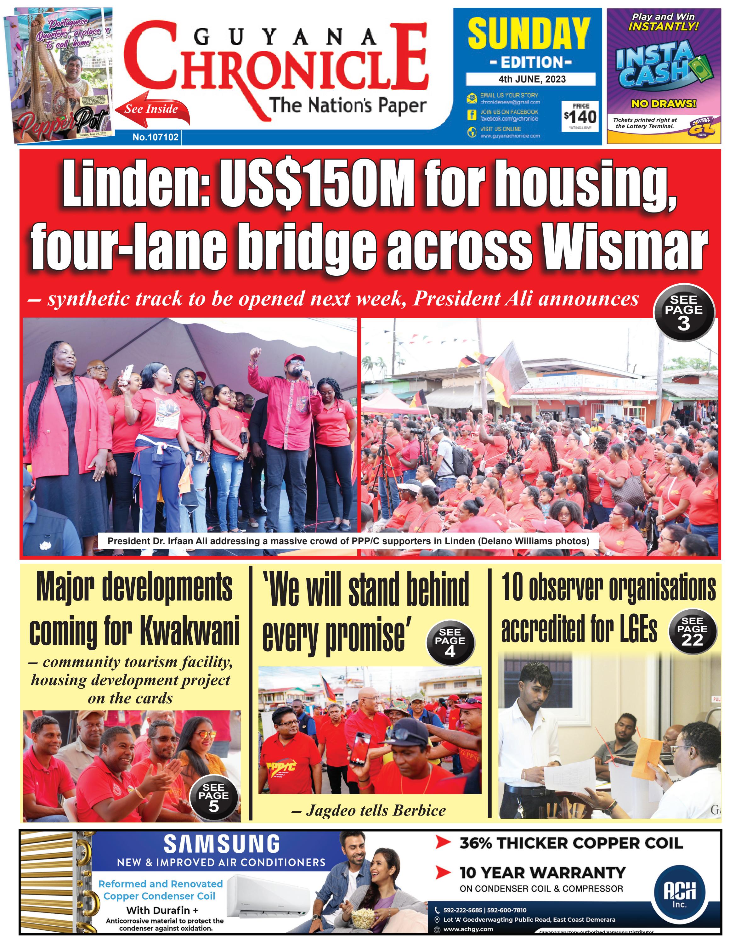 Guyana Chronicle E-Paper 04-06-2023 by Guyana Chronicle - Issuu