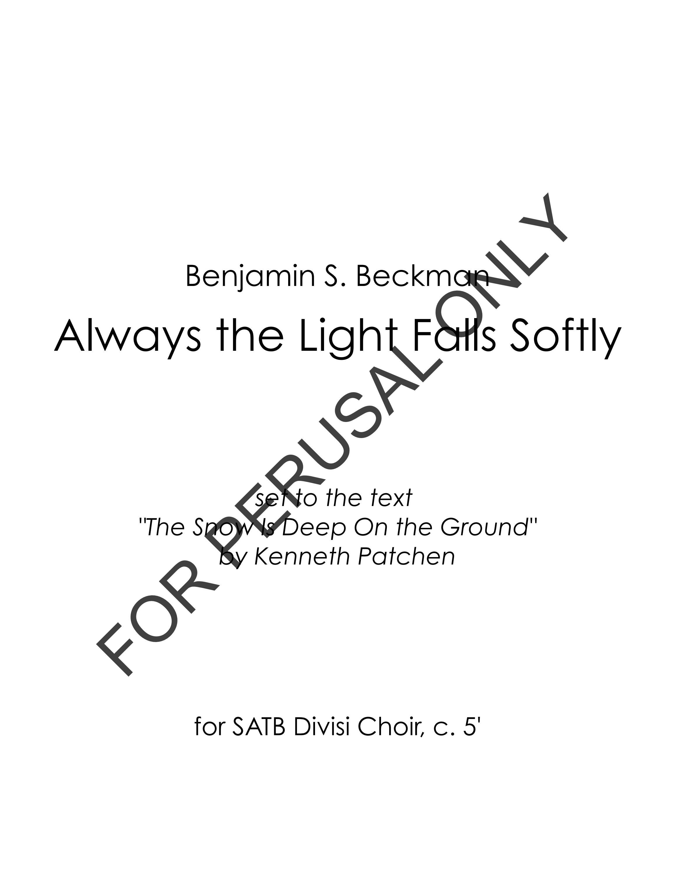 Beckman: Always, the Light Falls Softly (2018) [PERUSAL COPY] by ...