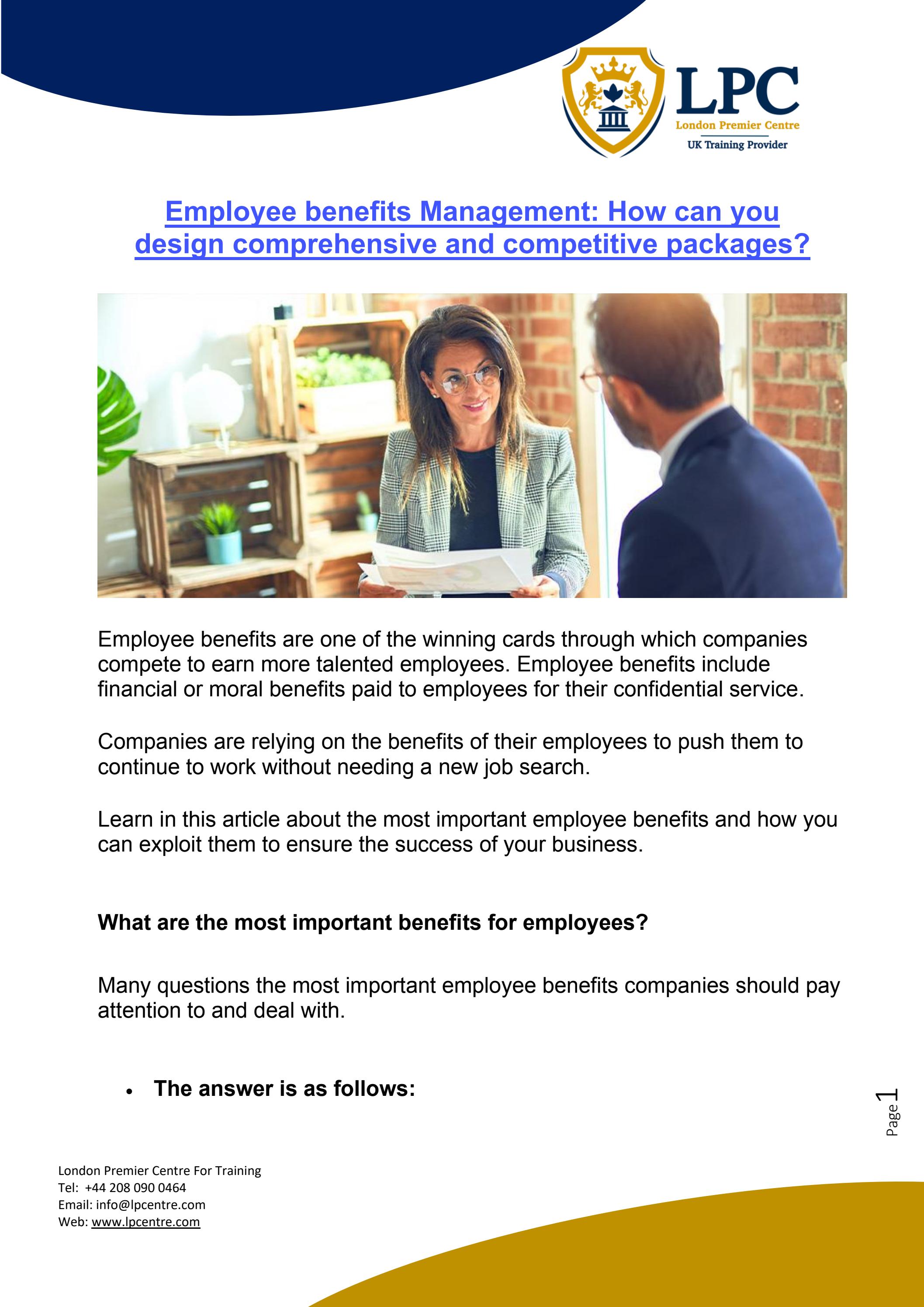 Employee benefits Management: How can you design comprehensive and ...