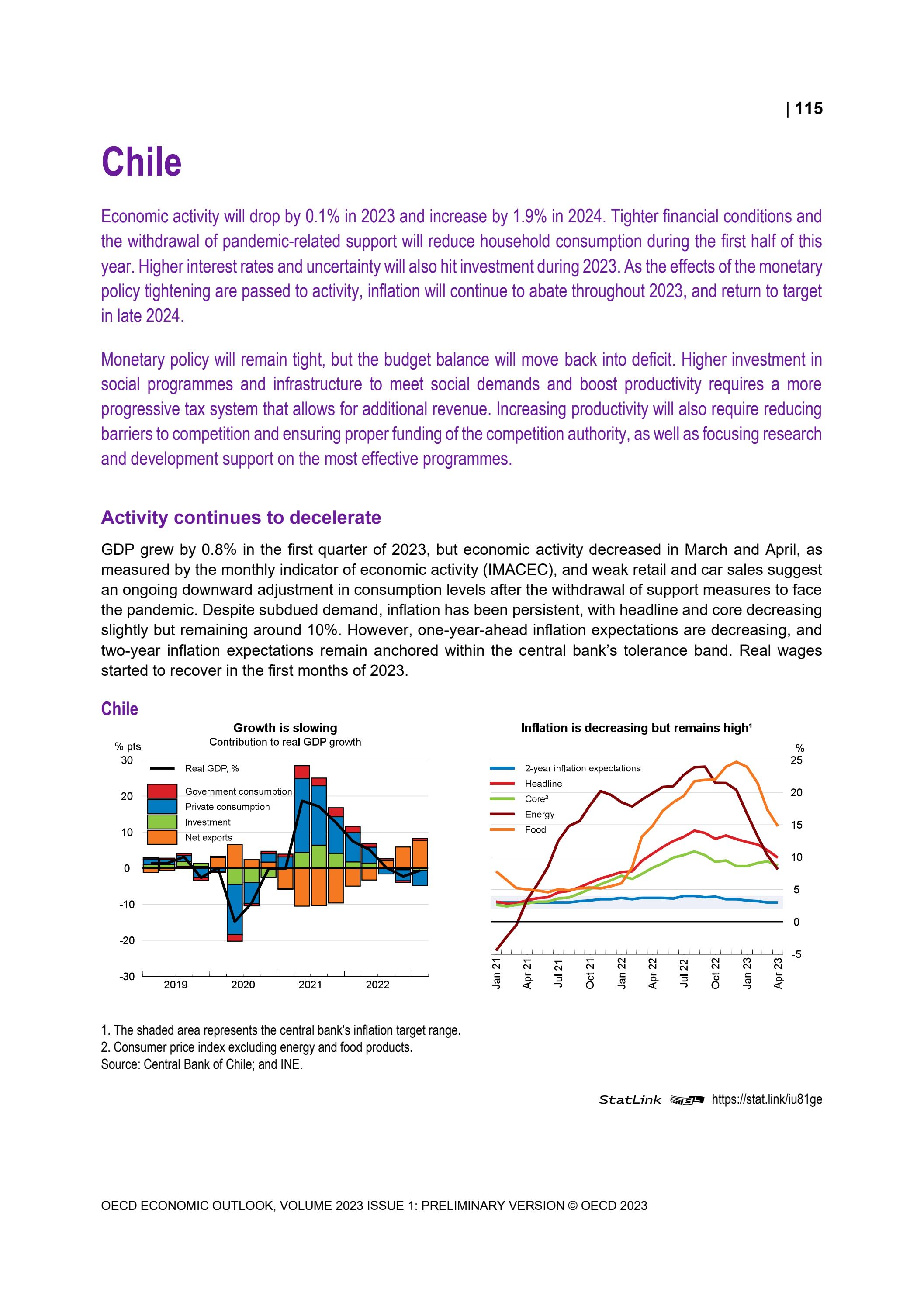 Chile projection note OECD Economic Outlook June 2023 by OECD - Issuu
