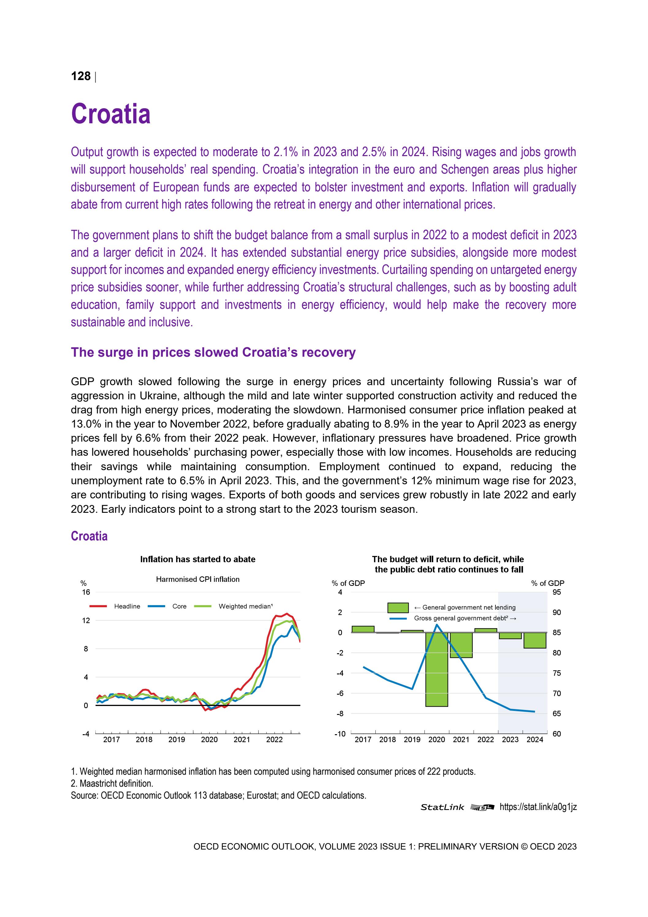 Croatia projection note OECD Economic Outlook June 2023 by OECD - Issuu