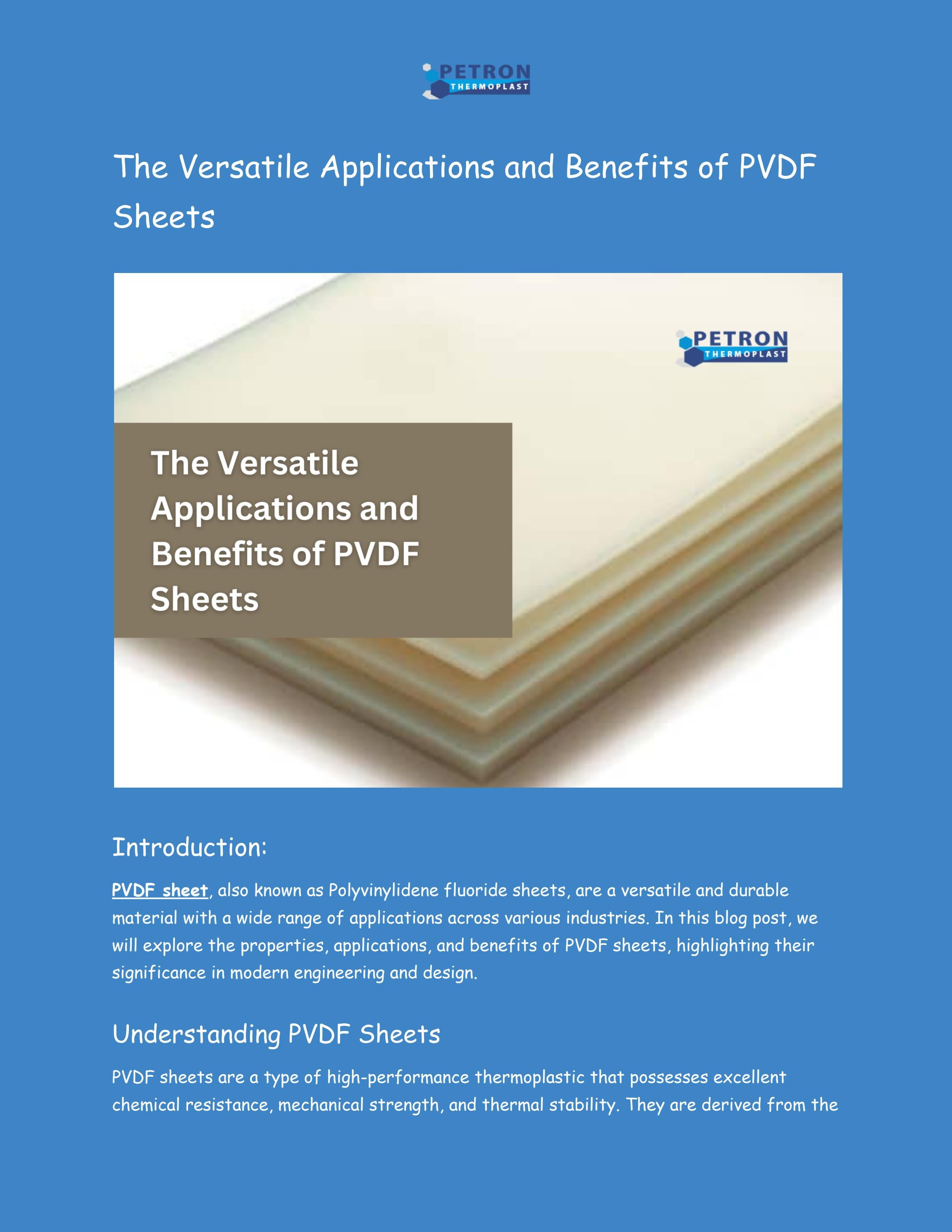 The Versatile Applications and Benefits of PVDF Sheets by ...