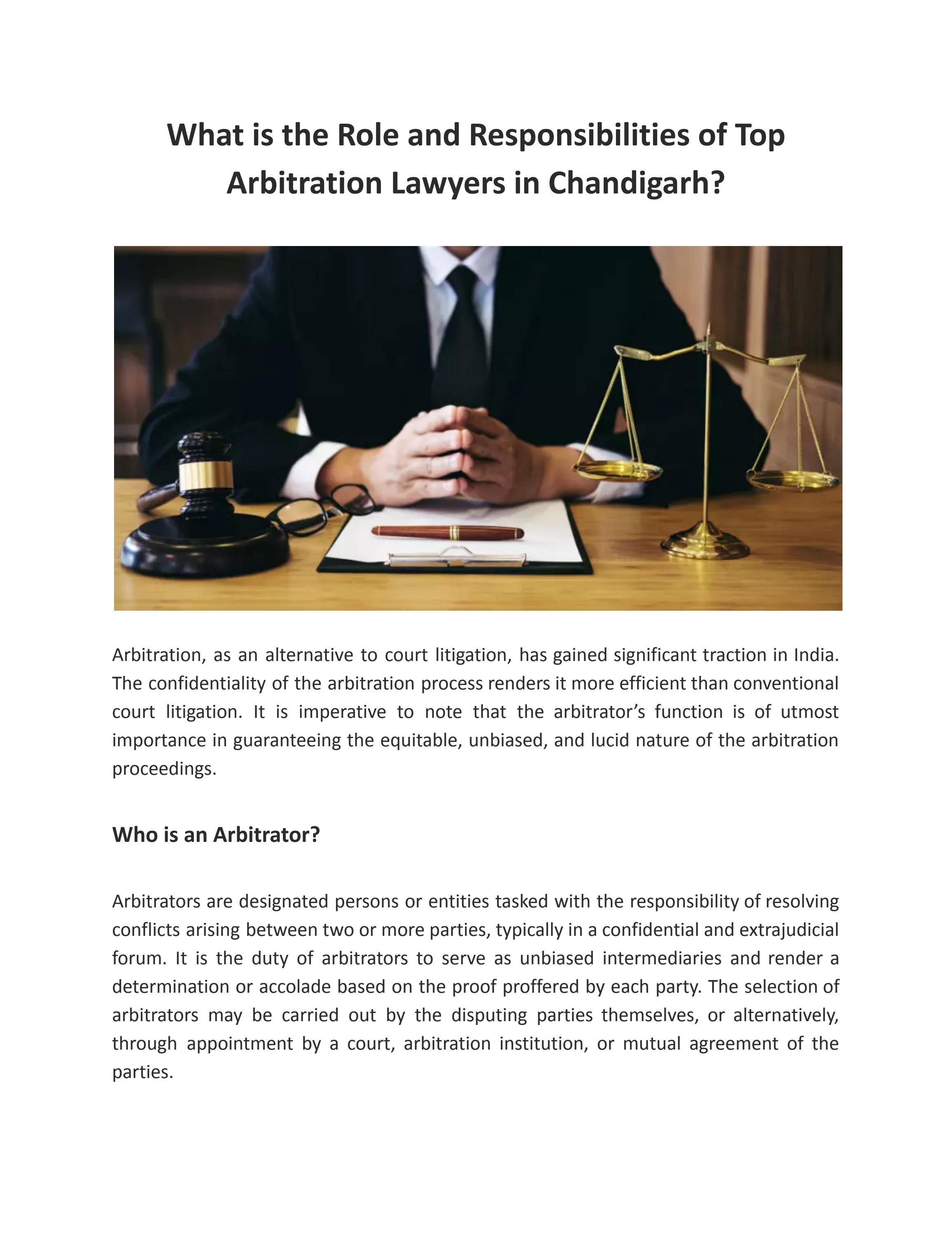 What is the Role and Responsibilities of Top Arbitration Lawyers in ...