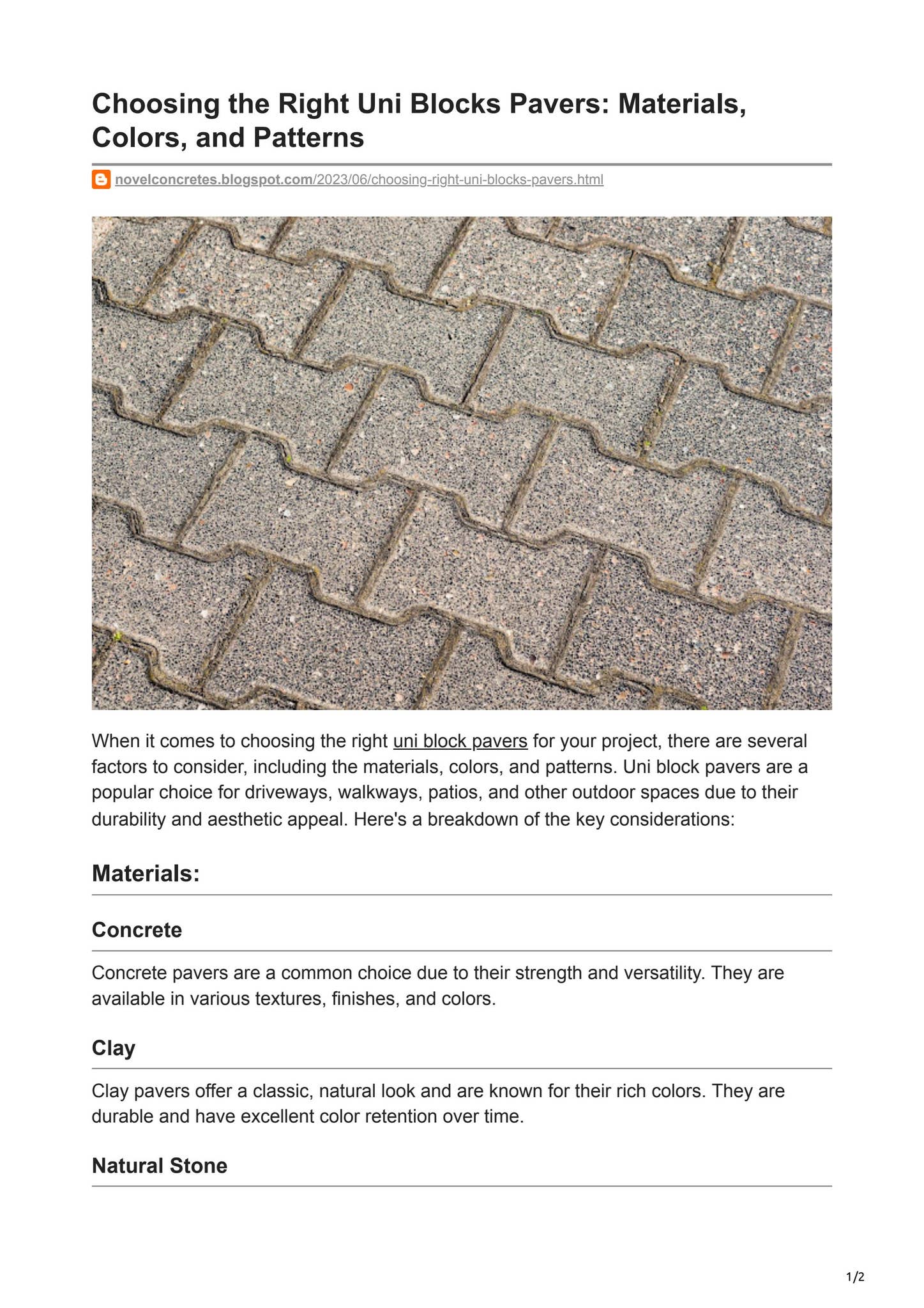 Choosing the Right Uni Blocks Pavers: Materials, Colors, and Patterns ...