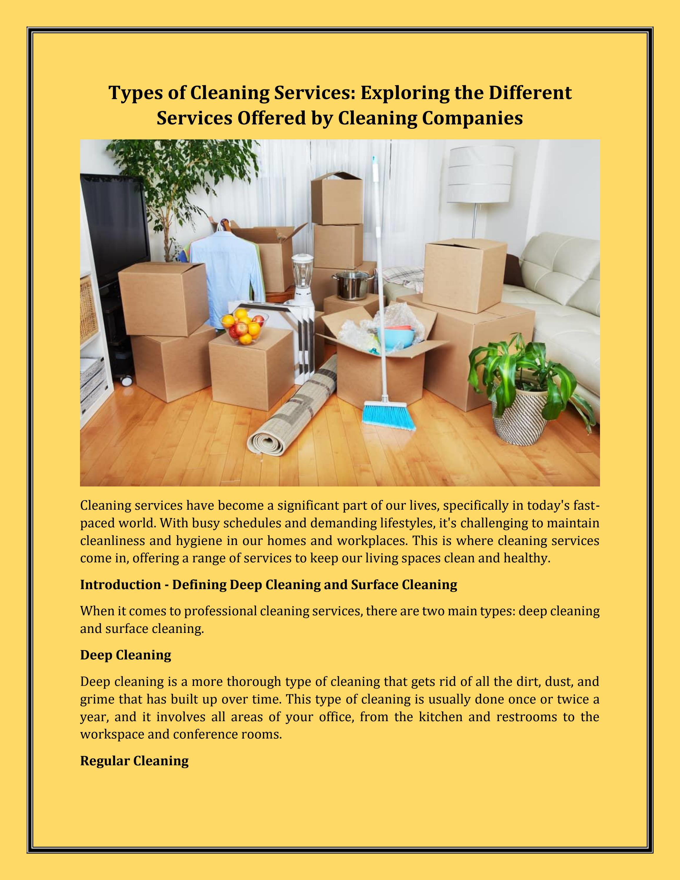 Types of Cleaning Services: Exploring the Different Services Offered by ...