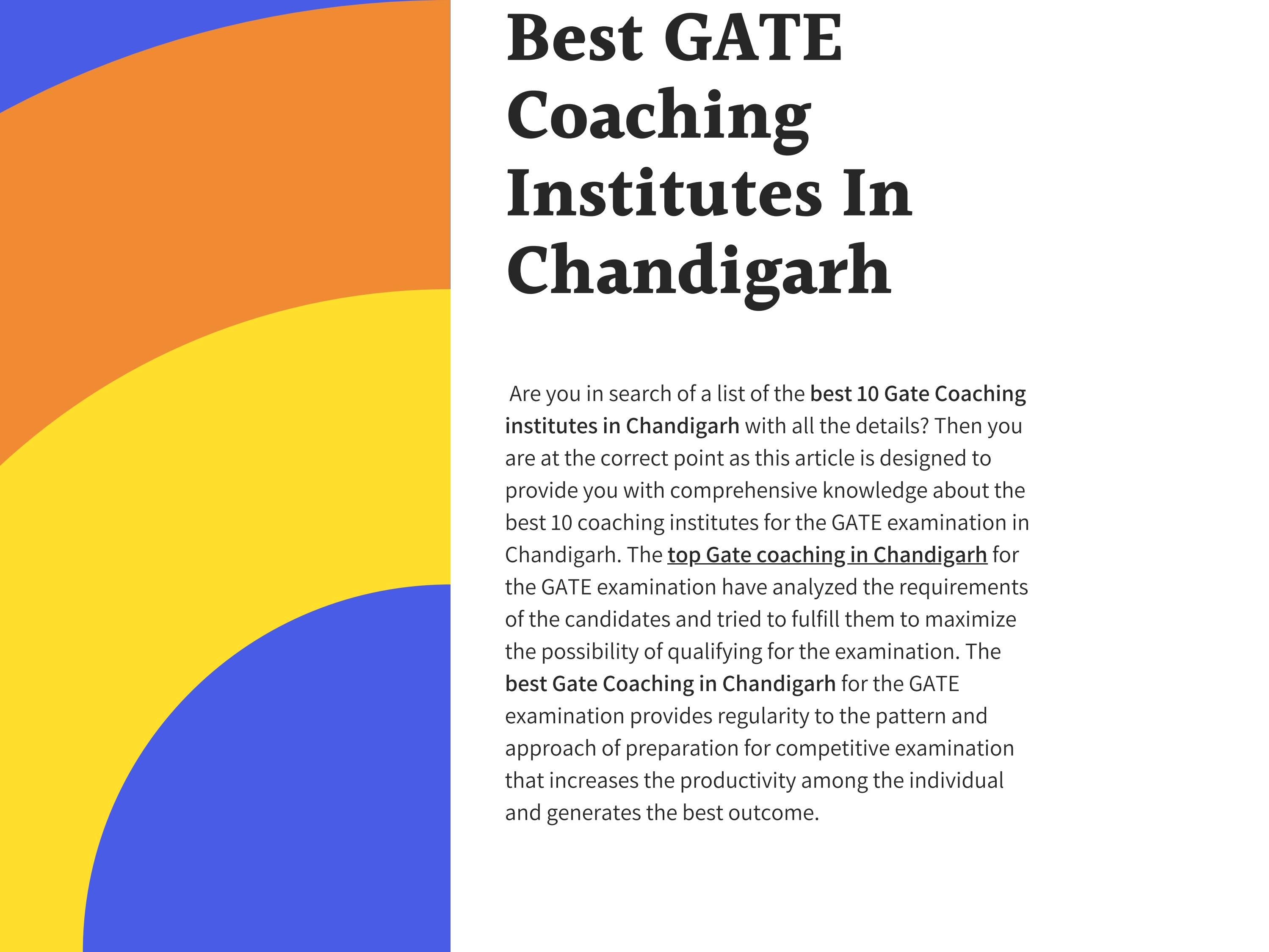 Best GATE Coaching Institutes In Chandigarh by Shivani Arya - Issuu