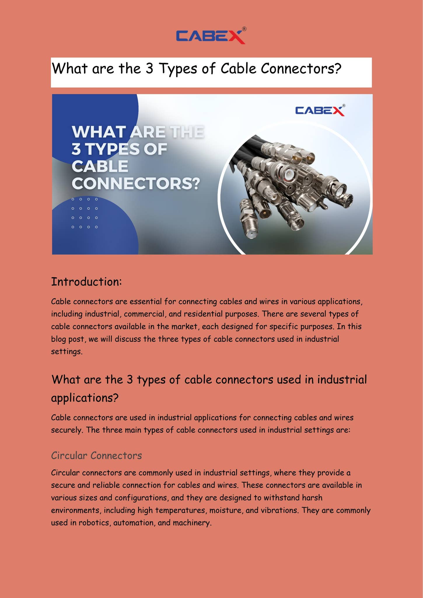 What are the 3 Types of Cable Connectors? by cabexindia - Issuu
