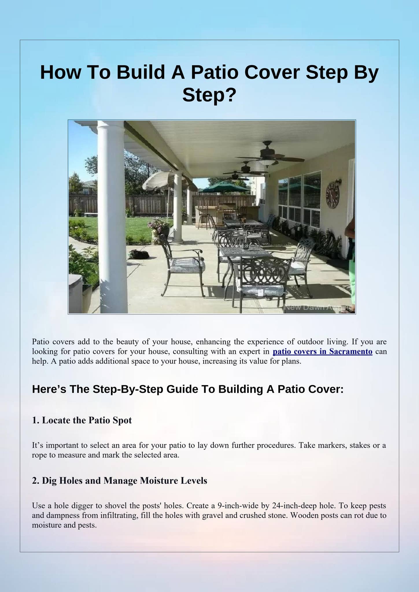 How To Build A Patio Cover by New Dawn Awning - Issuu