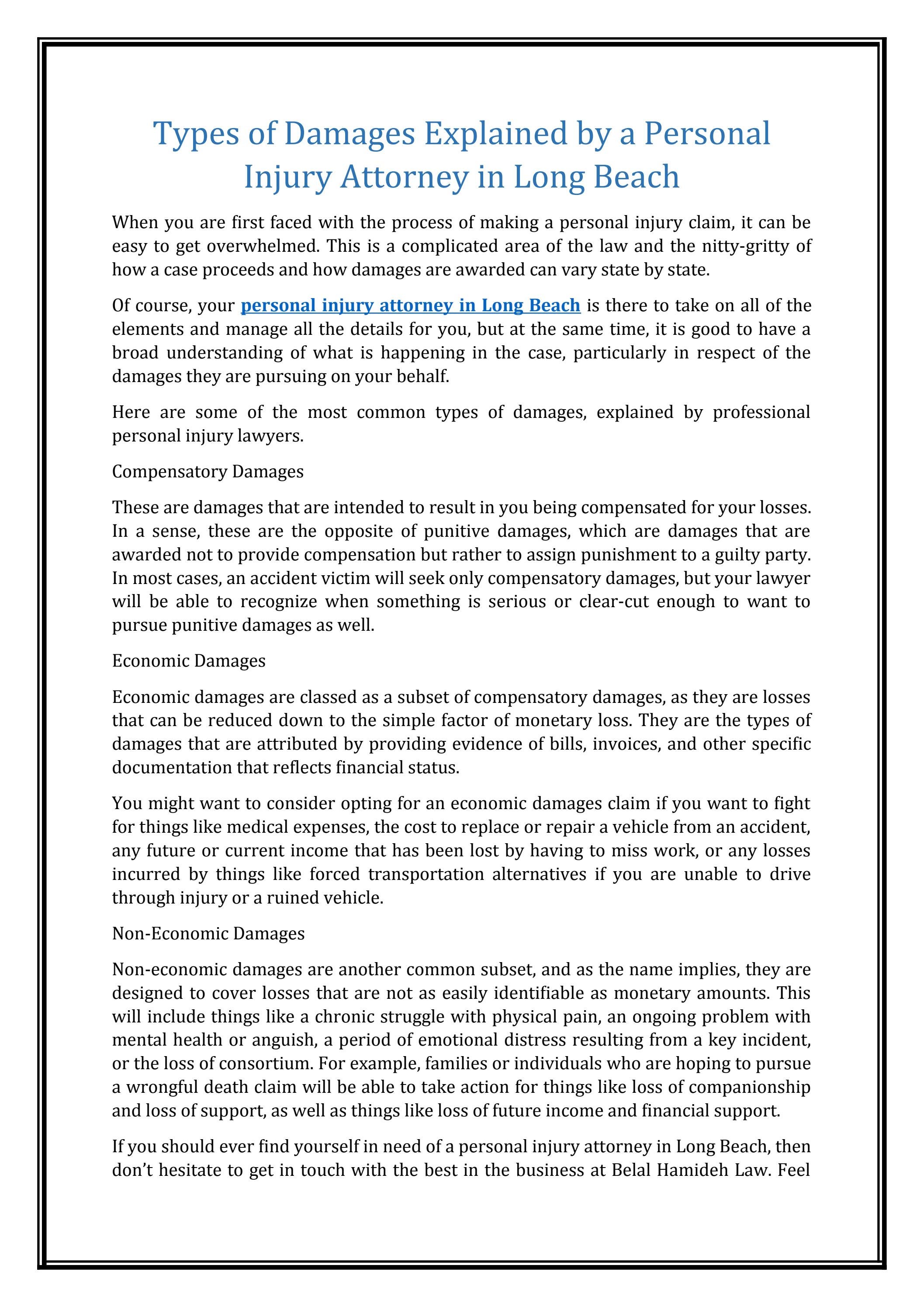 Types of Damages Explained by a Personal Injury Attorney in Long ...