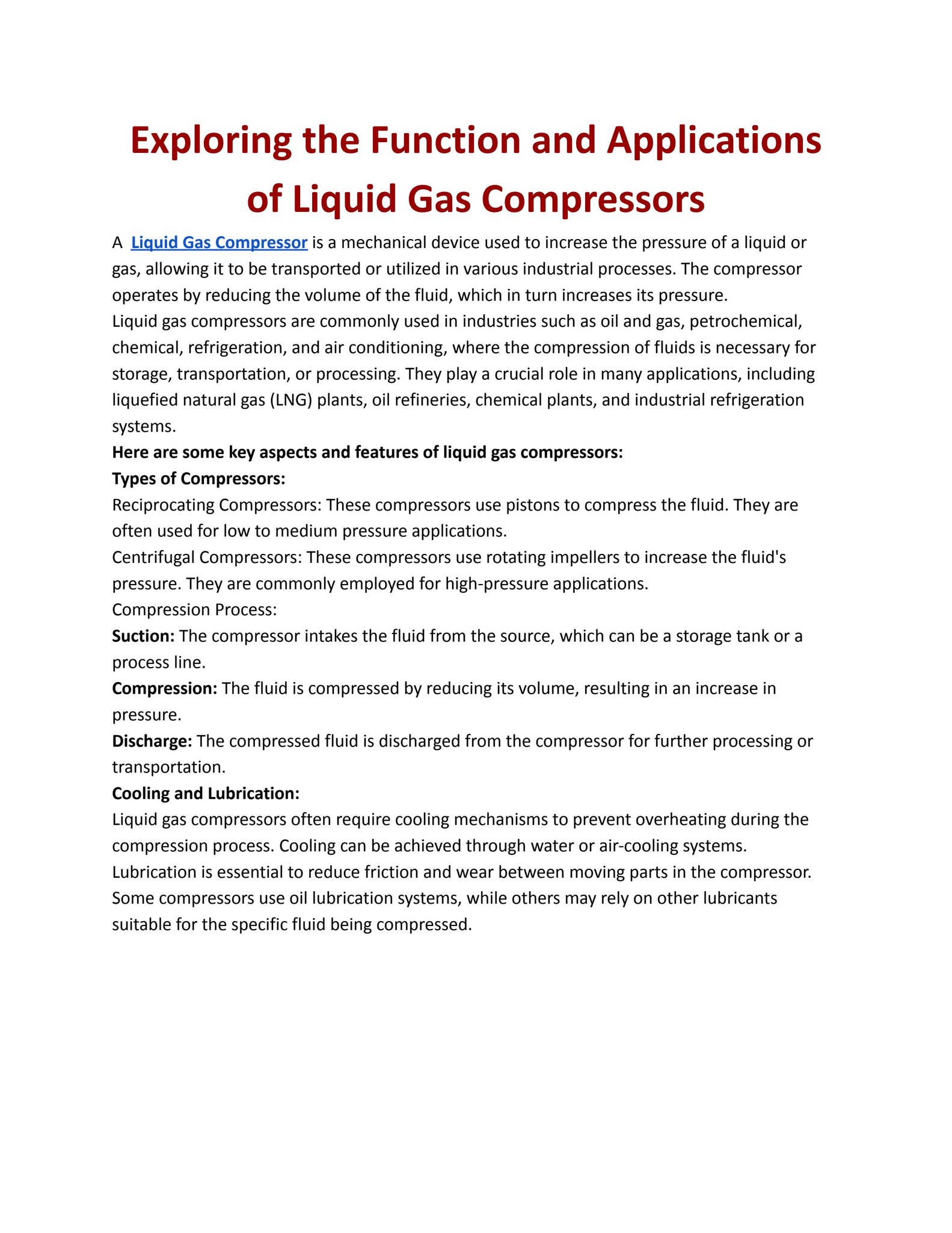 Exploring the Function and Applications of Liquid Gas Compressors by ...