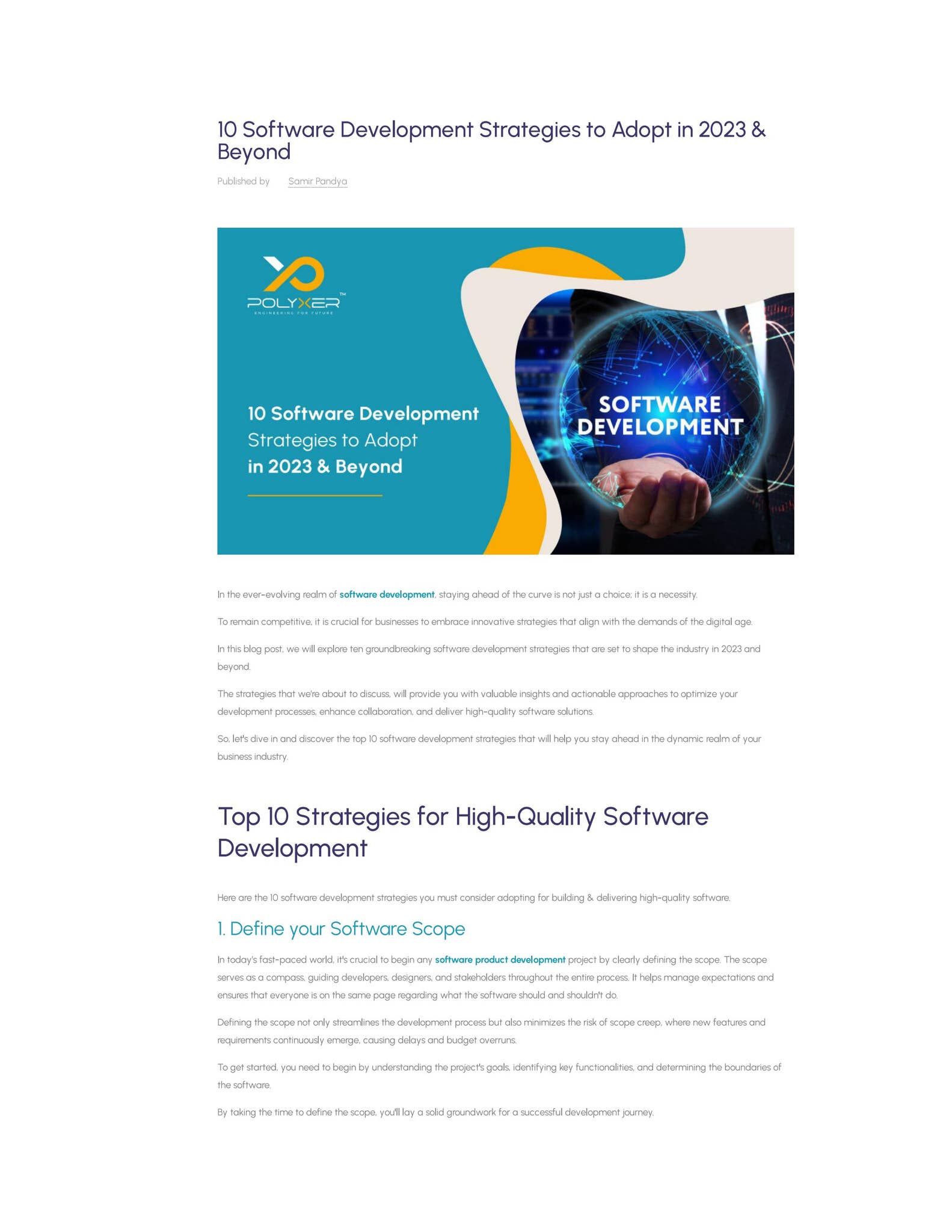 10 Software Development Strategies to Adopt in 2023 & Beyond by Polyxer ...