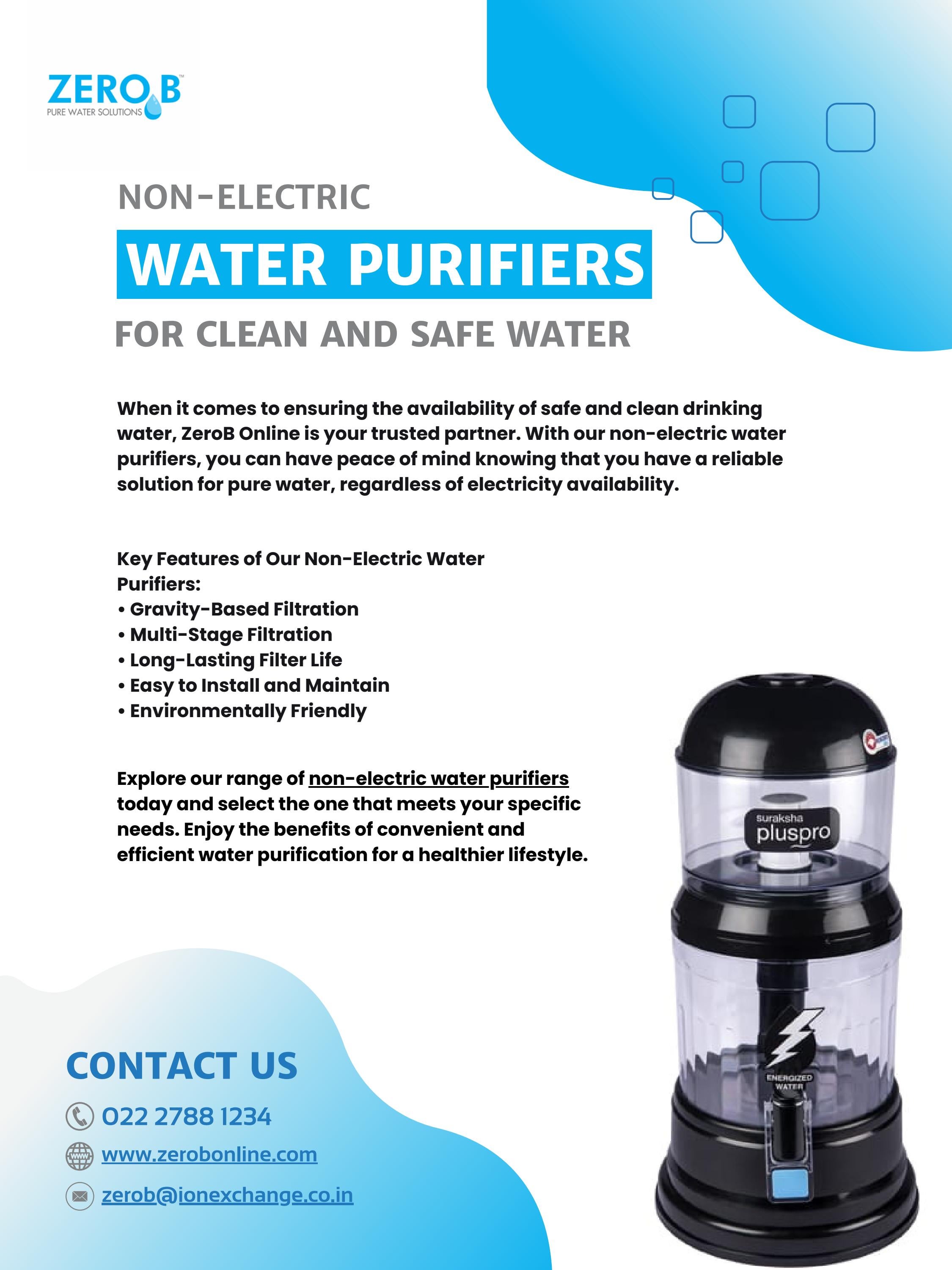 Non-Electric Water Purifiers for Clean and Safe Water by ZeroB Online ...