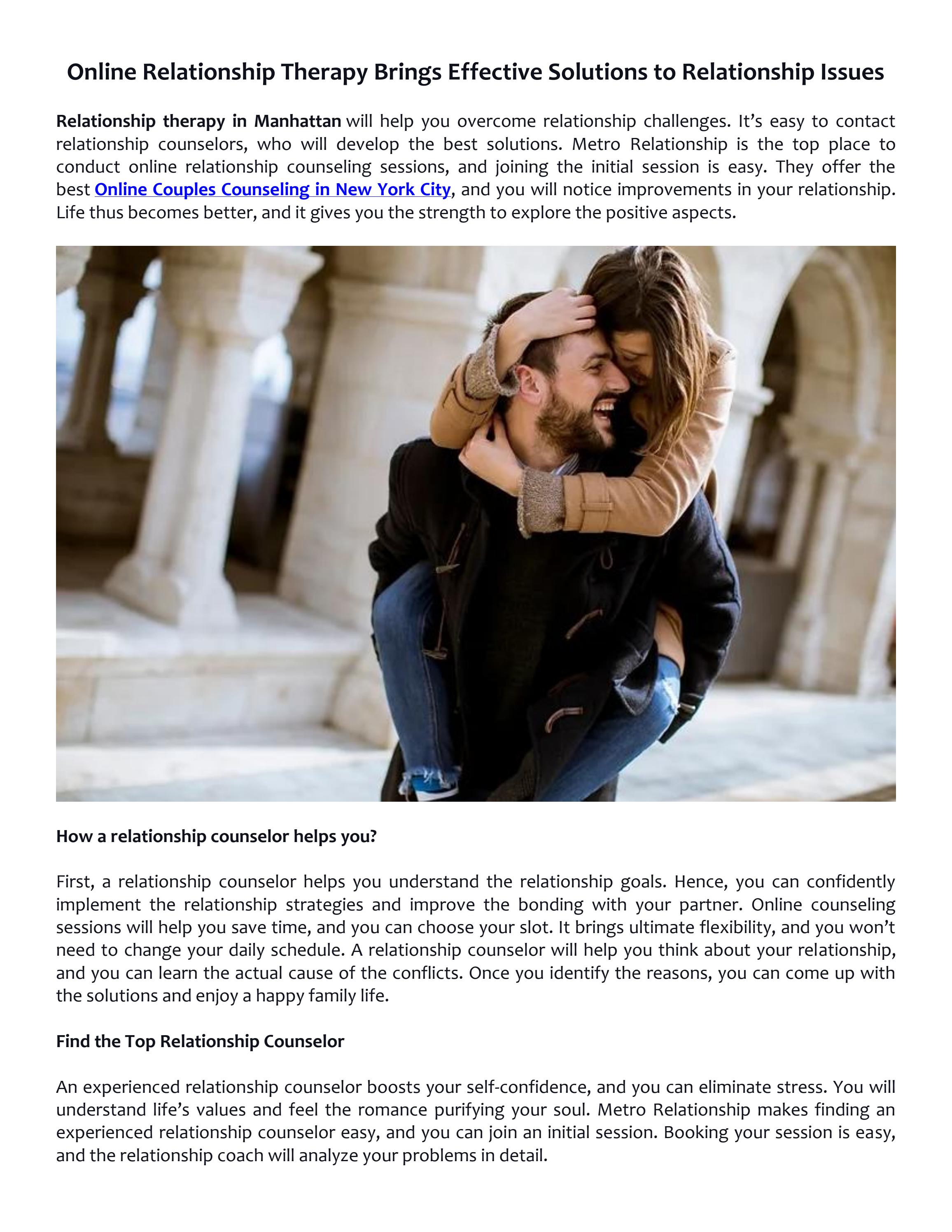 Online Relationship Therapy Brings Effective Solutions to Relationship ...