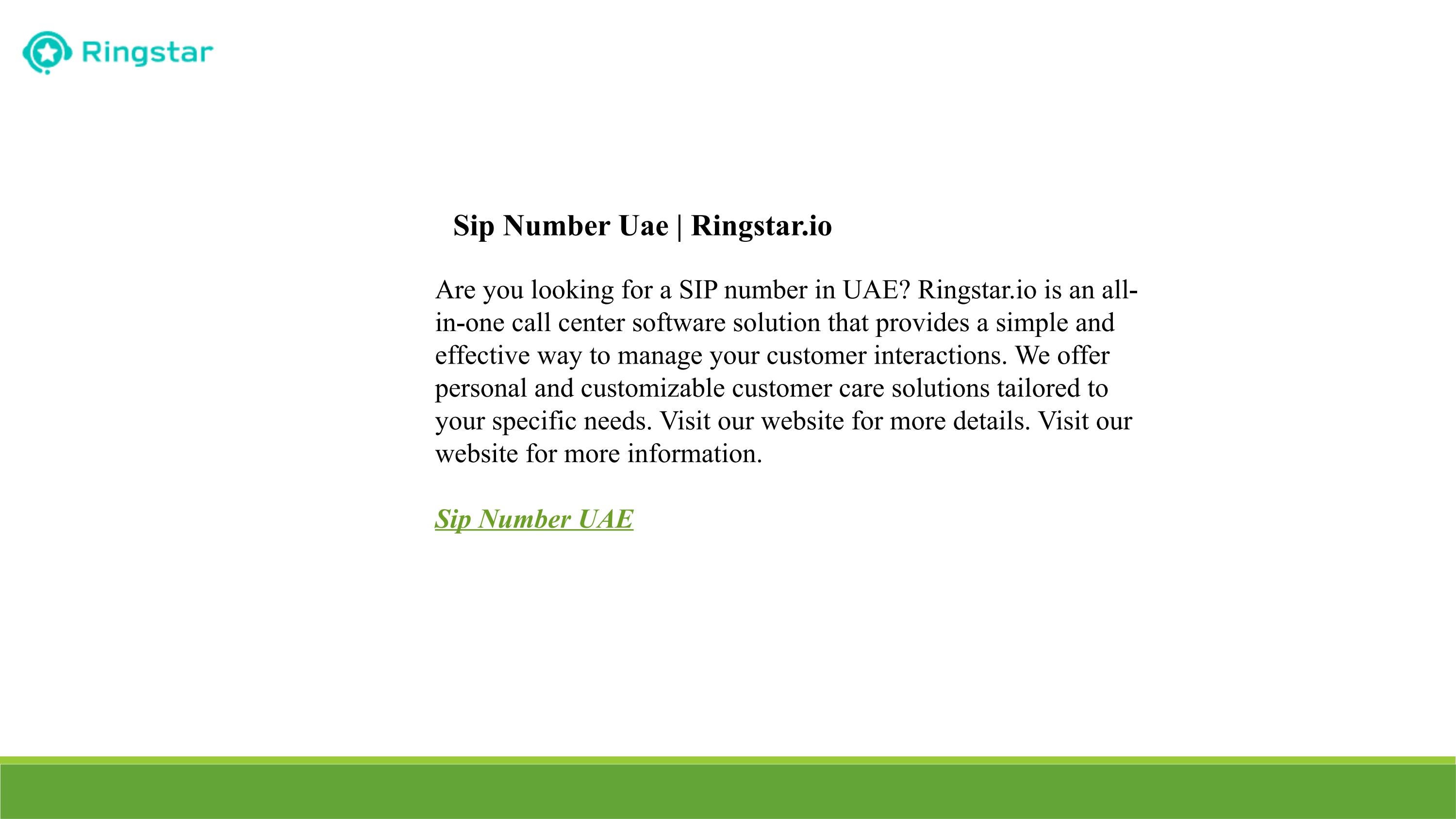 Sip Number Uae | Ringstar.io by Ringstar1 - Issuu