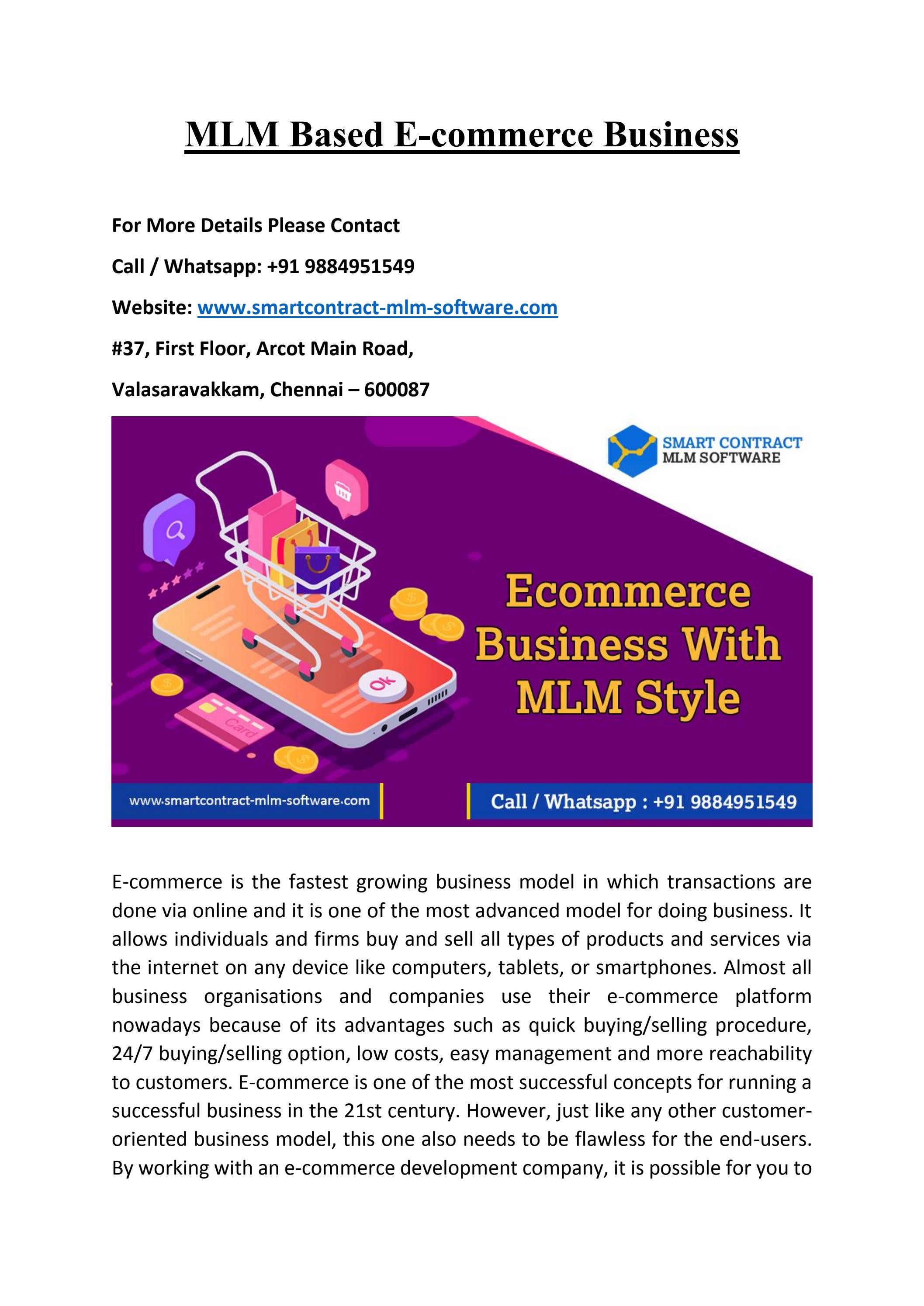 MLM Based E-commerce Business by smartcontract mlmsoftware - Issuu