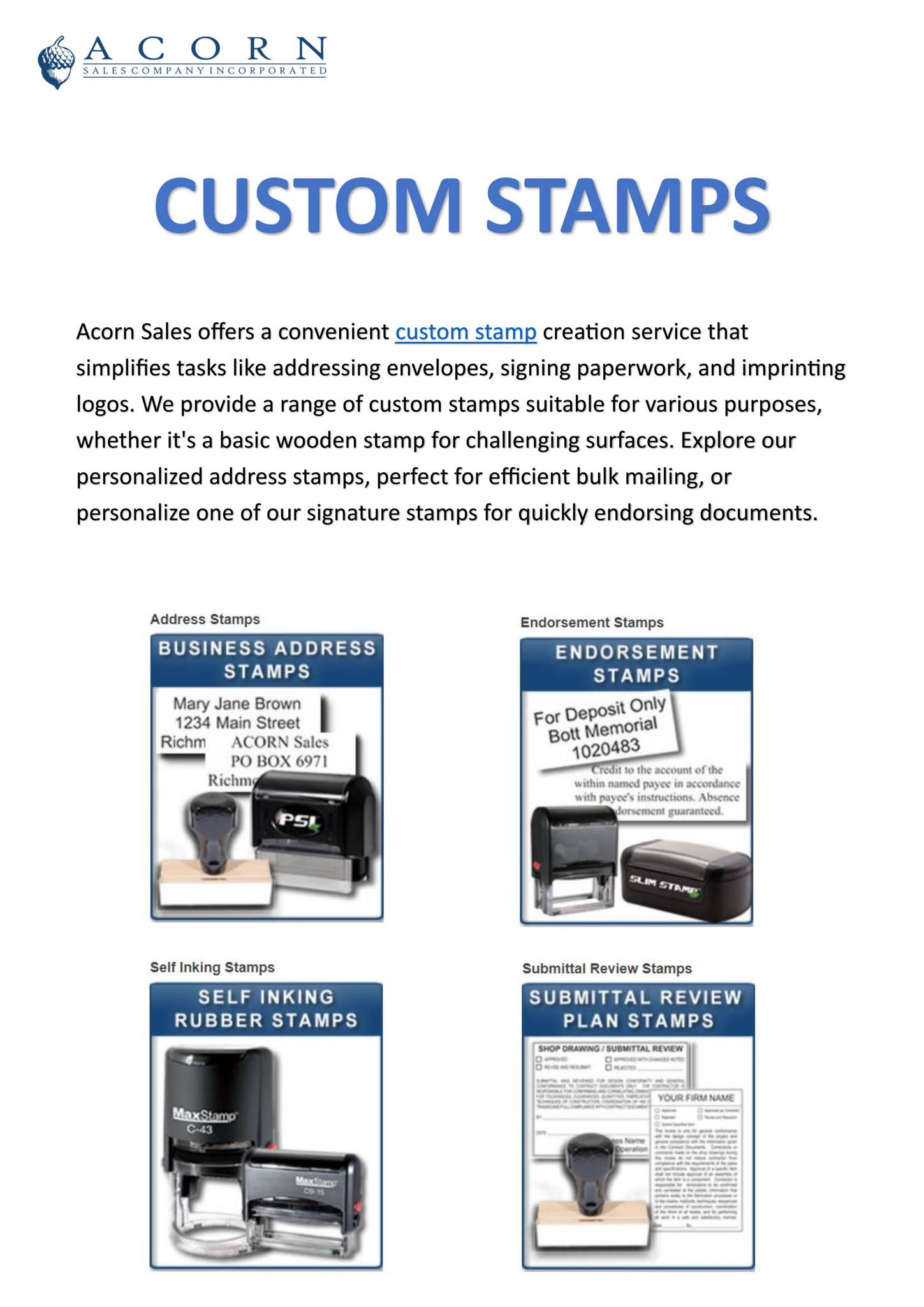Buy Custom-Made Rubber Stamps | Acorn Sales by Acorn Sales - Issuu