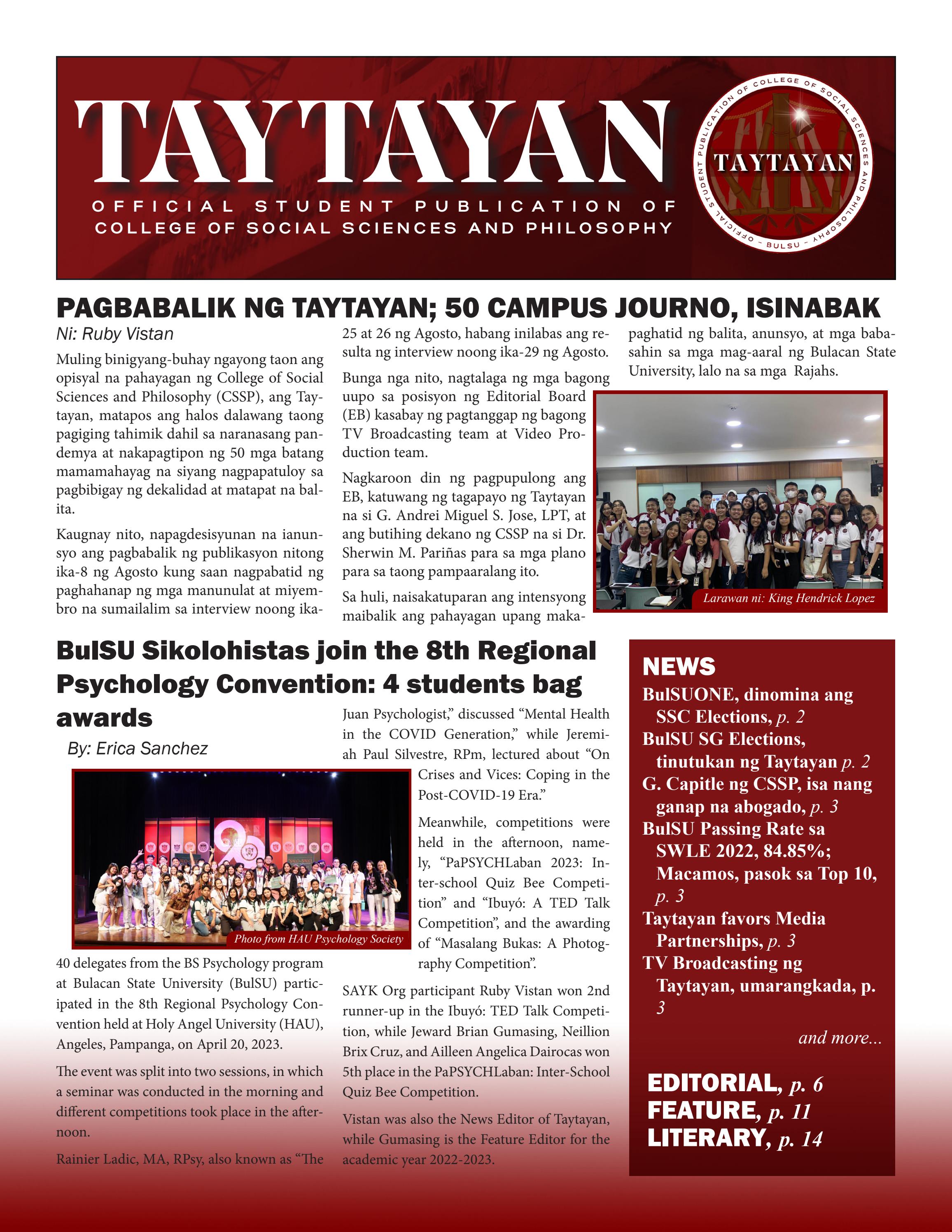 Taytayan Newsletter A.Y. 2022-2023 by Taytayan Publication - Issuu
