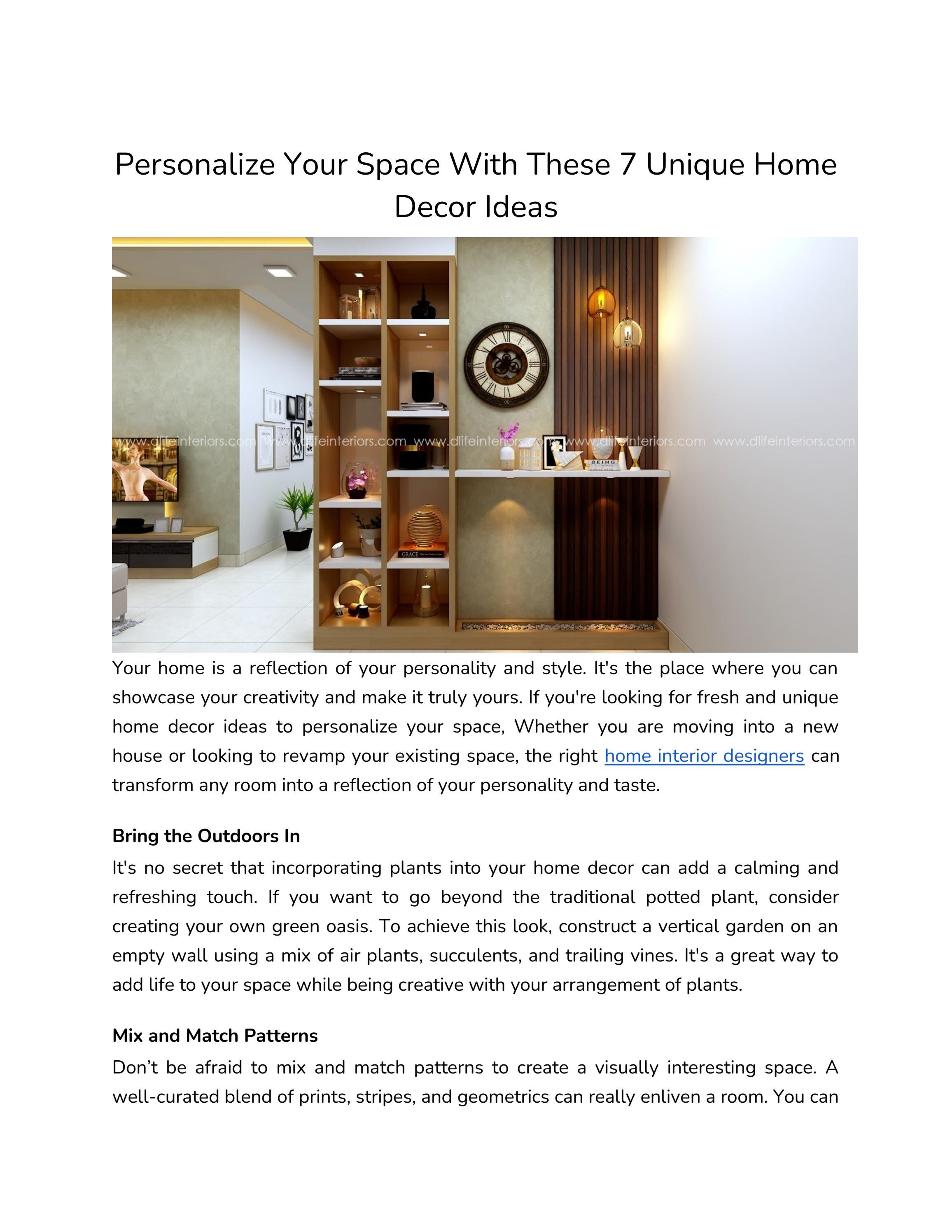 Personalize Your Space With These 7 Unique Home Decor Ideas by D'LIFE ...