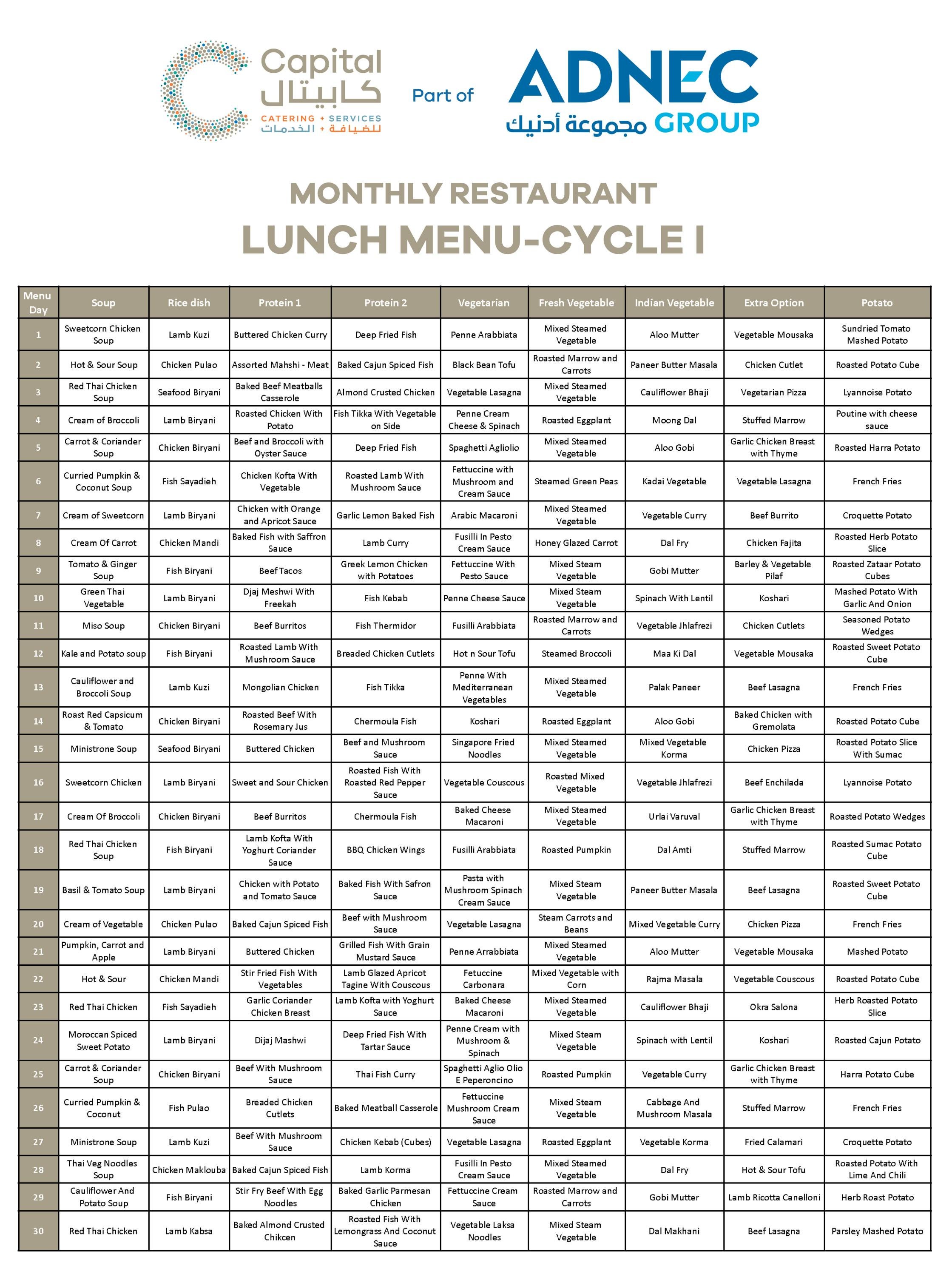 Capital Catering Lunch Menu by ADNEC Group - Issuu