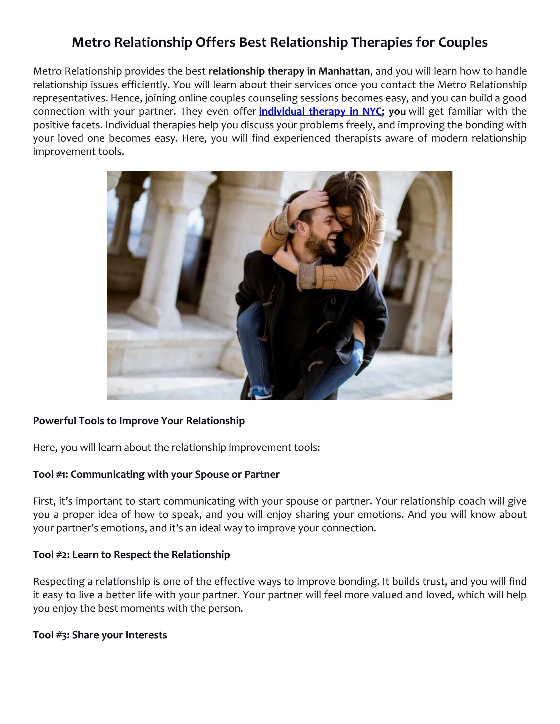 Metro Relationship Offers Best Relationship Therapies for Couples by ...