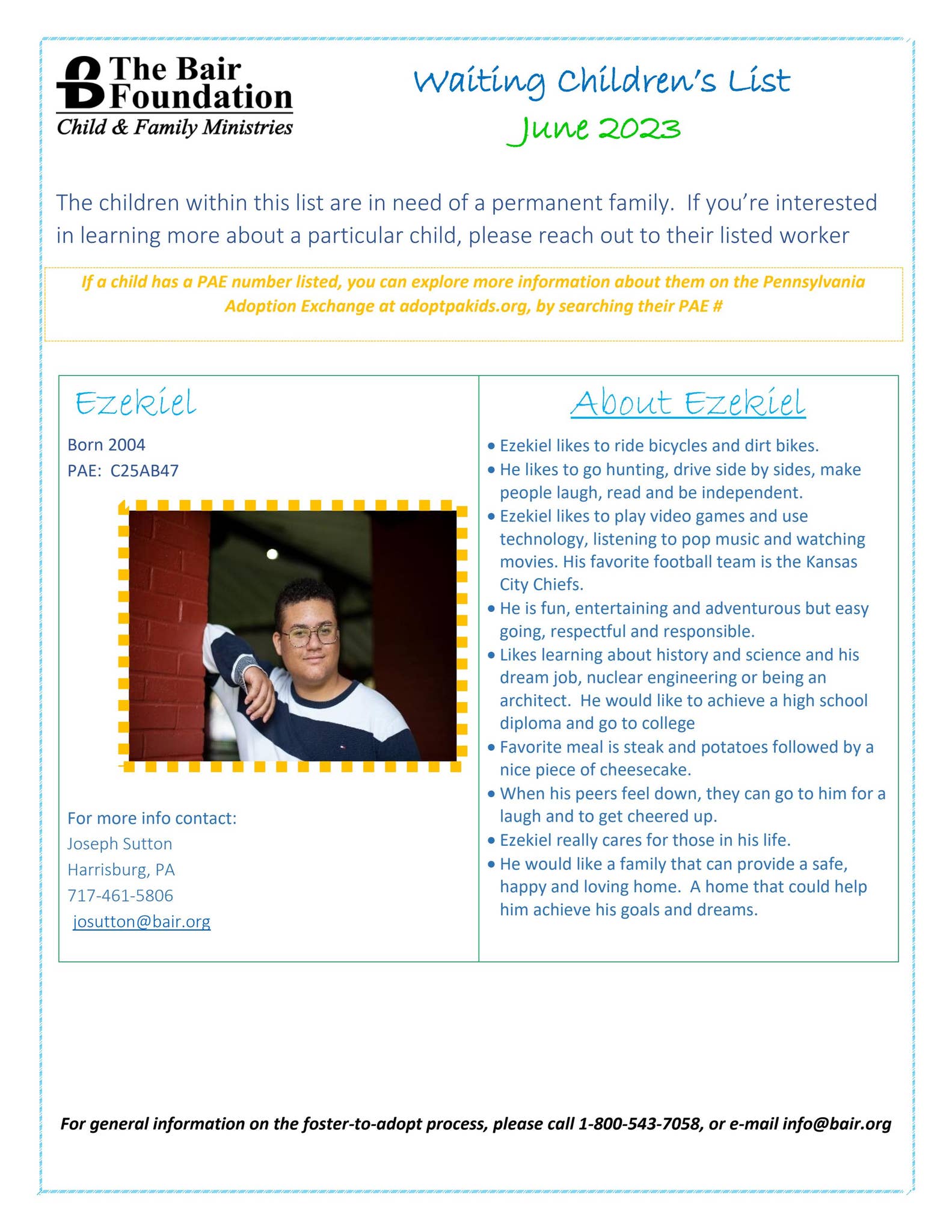 Waiting Kids' List - June 2023 by The Bair Foundation - Issuu