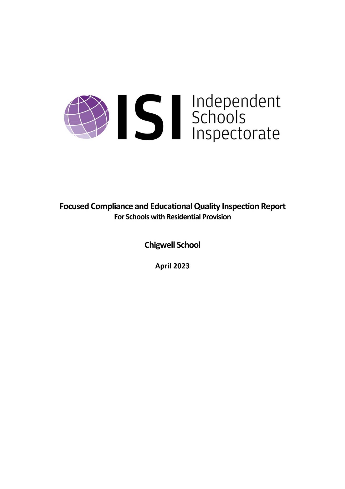 ISI Inspection Report April 2023 by Chigwell School - Issuu