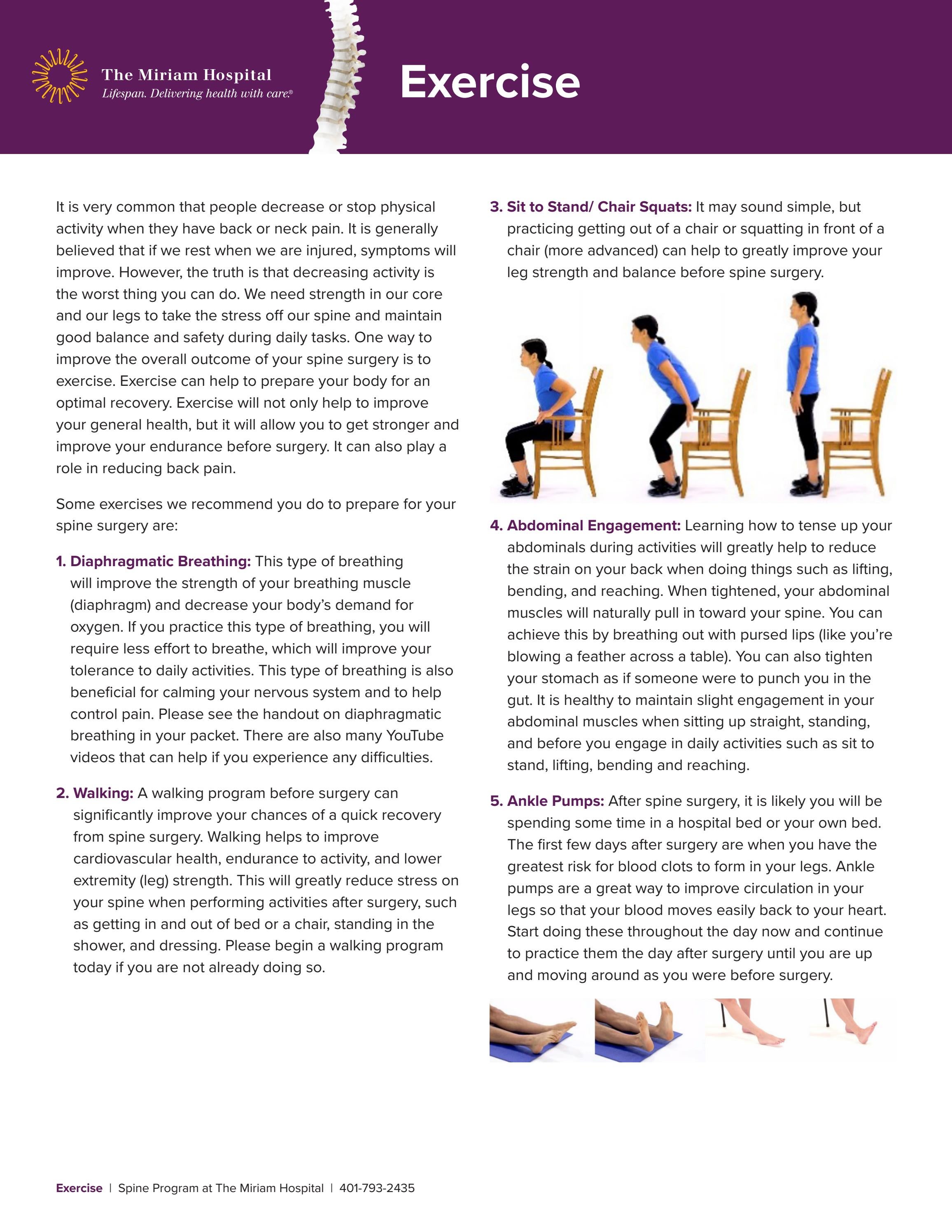 Exercises to Prepare for Spine Surgery by Lifespan Health System - Issuu