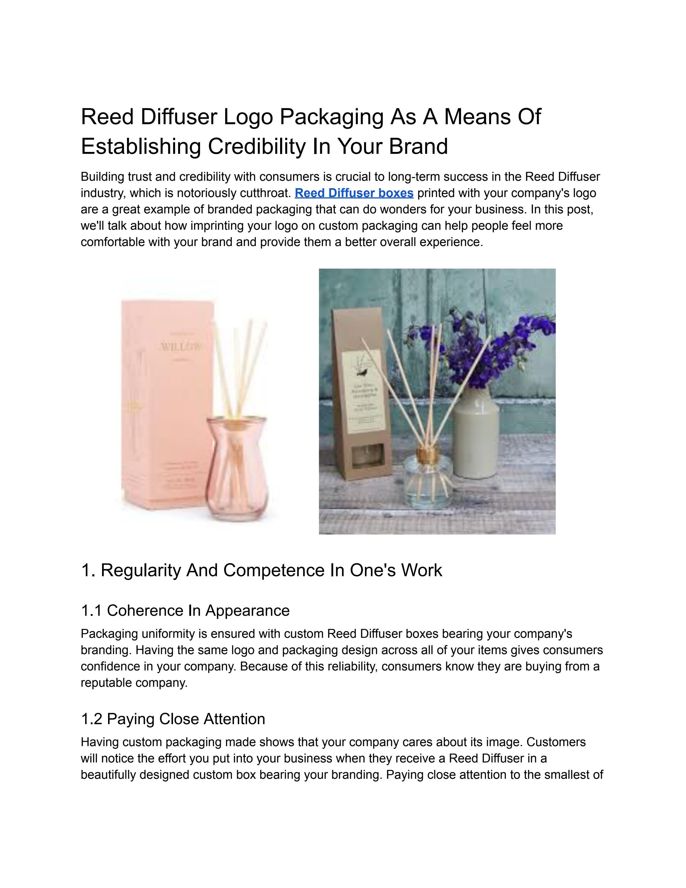 Reed Diffuser Logo Packaging As A Means Of Establishing Credibility In ...