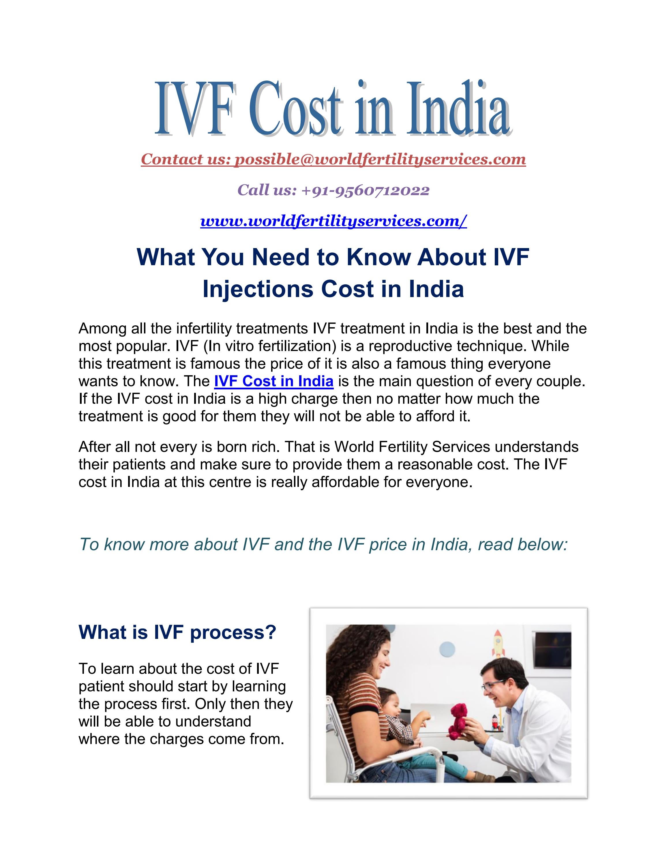 What You Need to Know About IVF Injections Cost in India by World ...