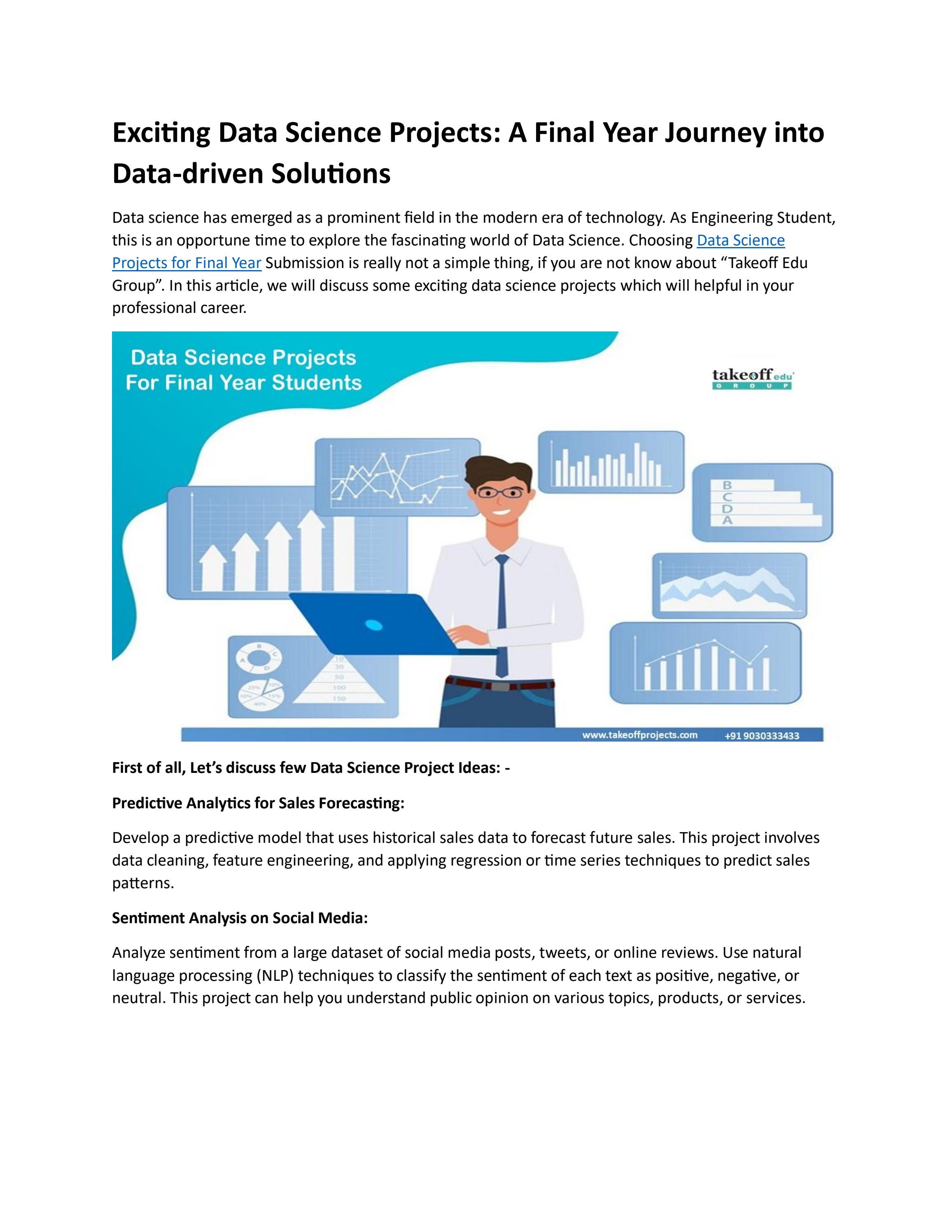 Exciting Data Science Projects For Final Year Students By Kartheeka M