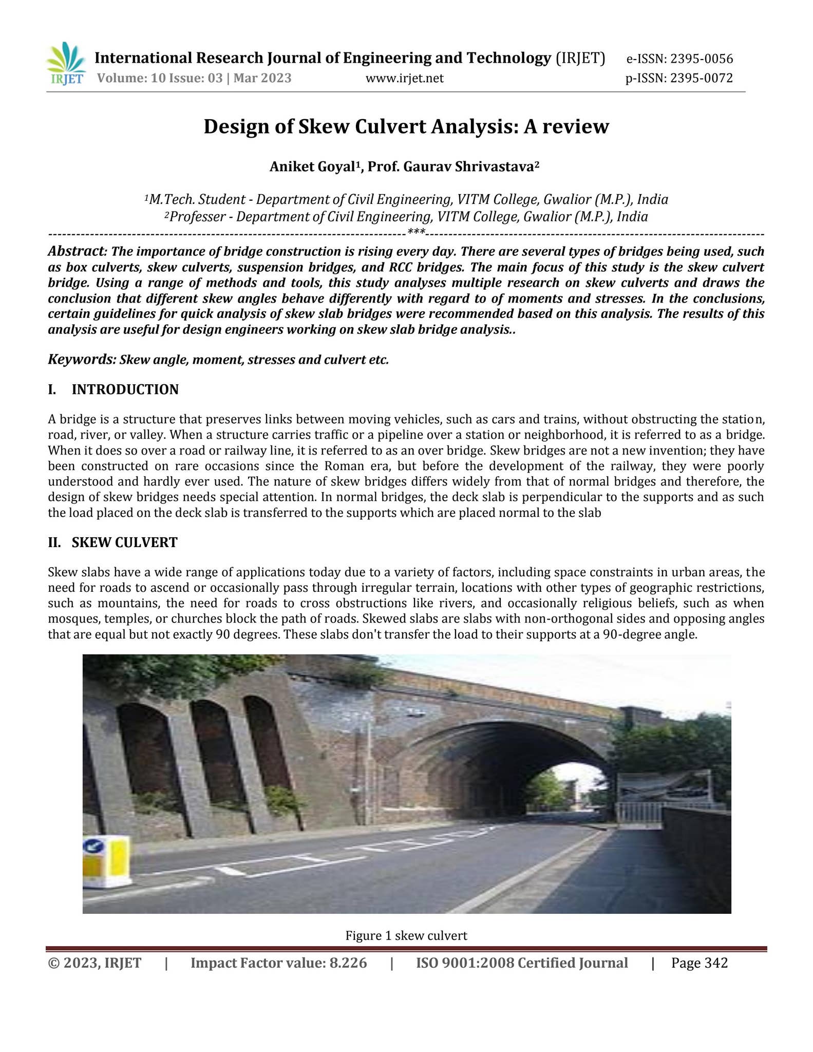 Design of Skew Culvert Analysis: A review by IRJET Journal - Issuu