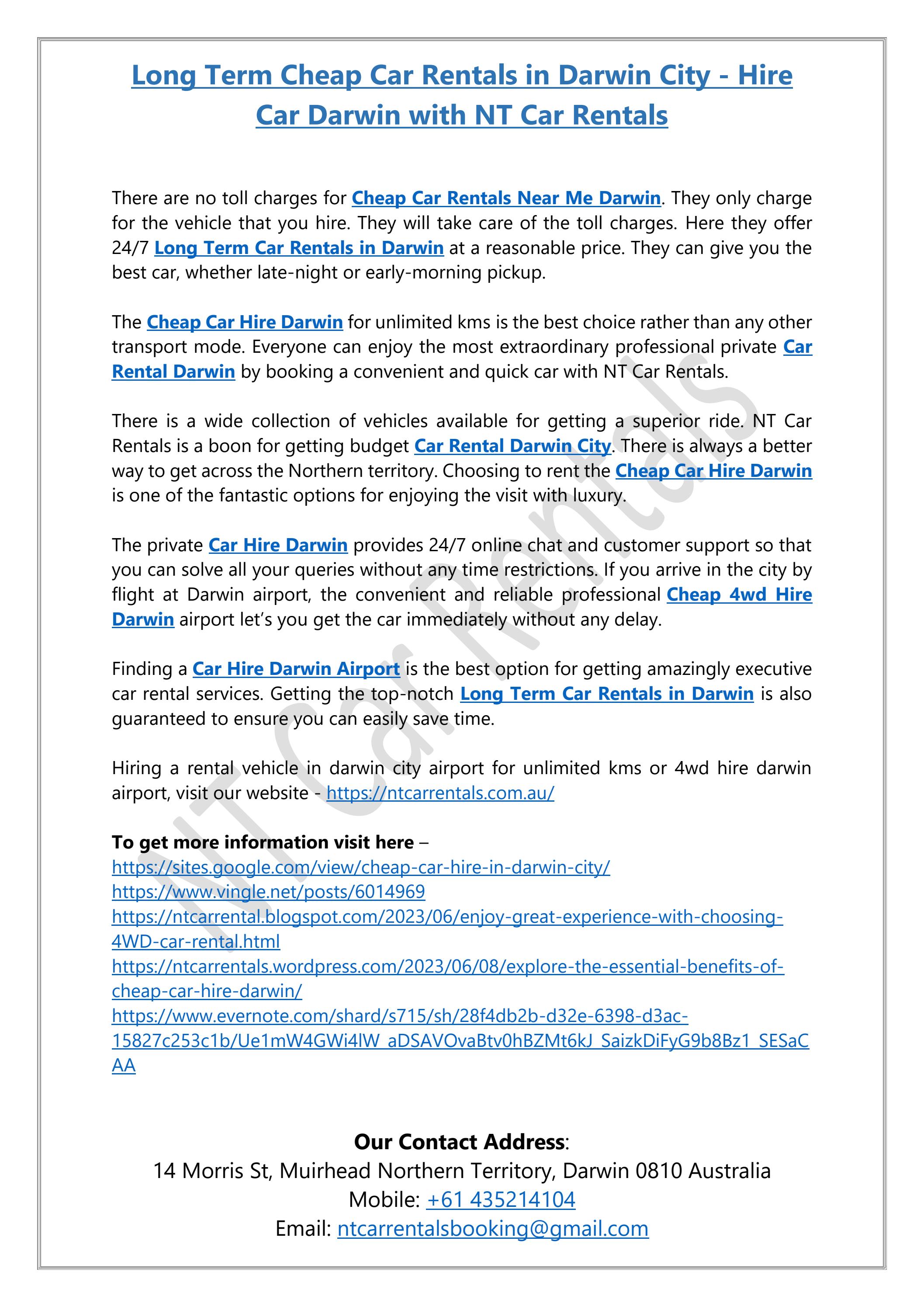 Long Term Cheap Car Rentals in Darwin City - Hire Car Darwin with NT ...