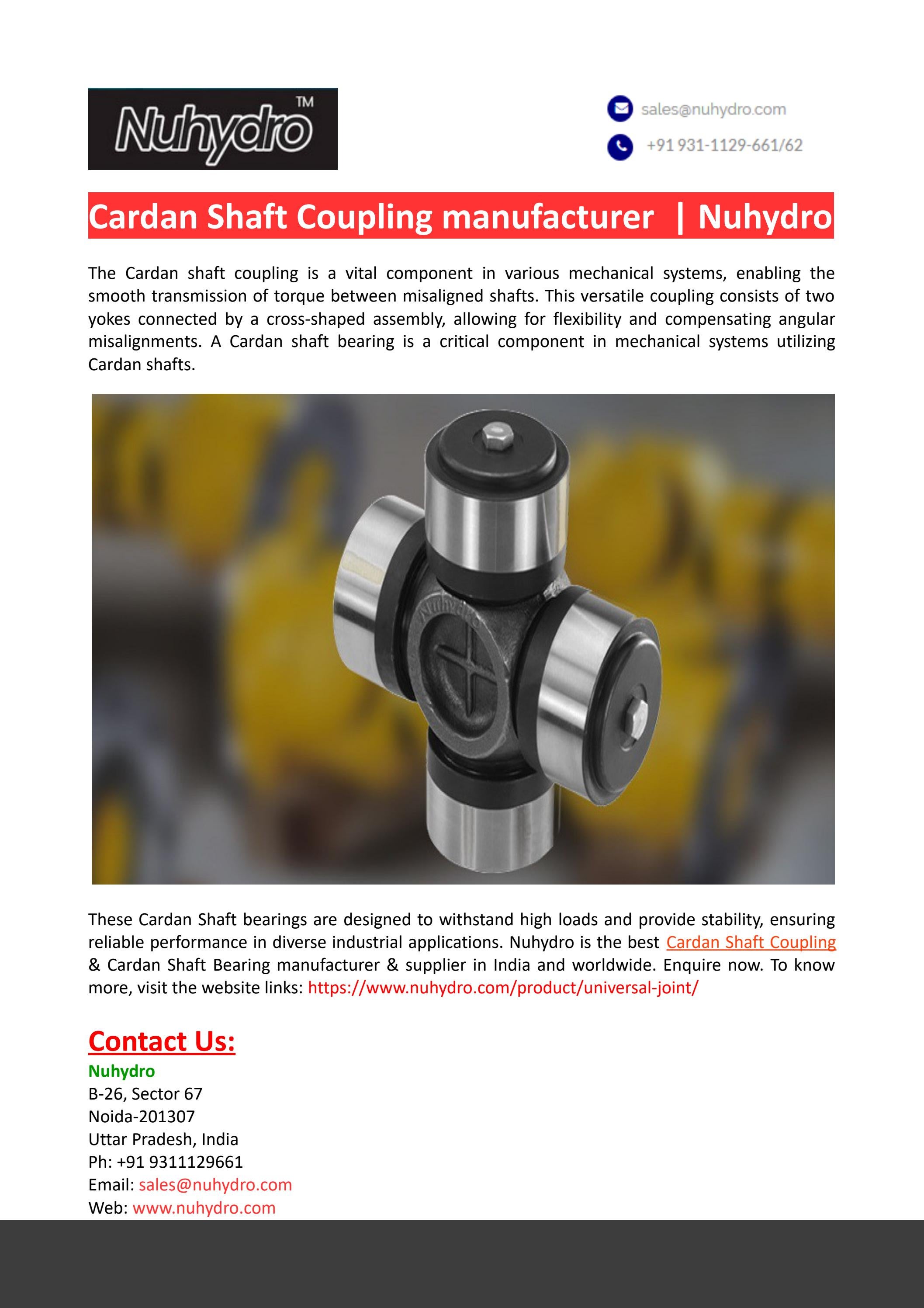 Cardan Shaft Coupling Manufacturer by Cardan Shafts - Issuu