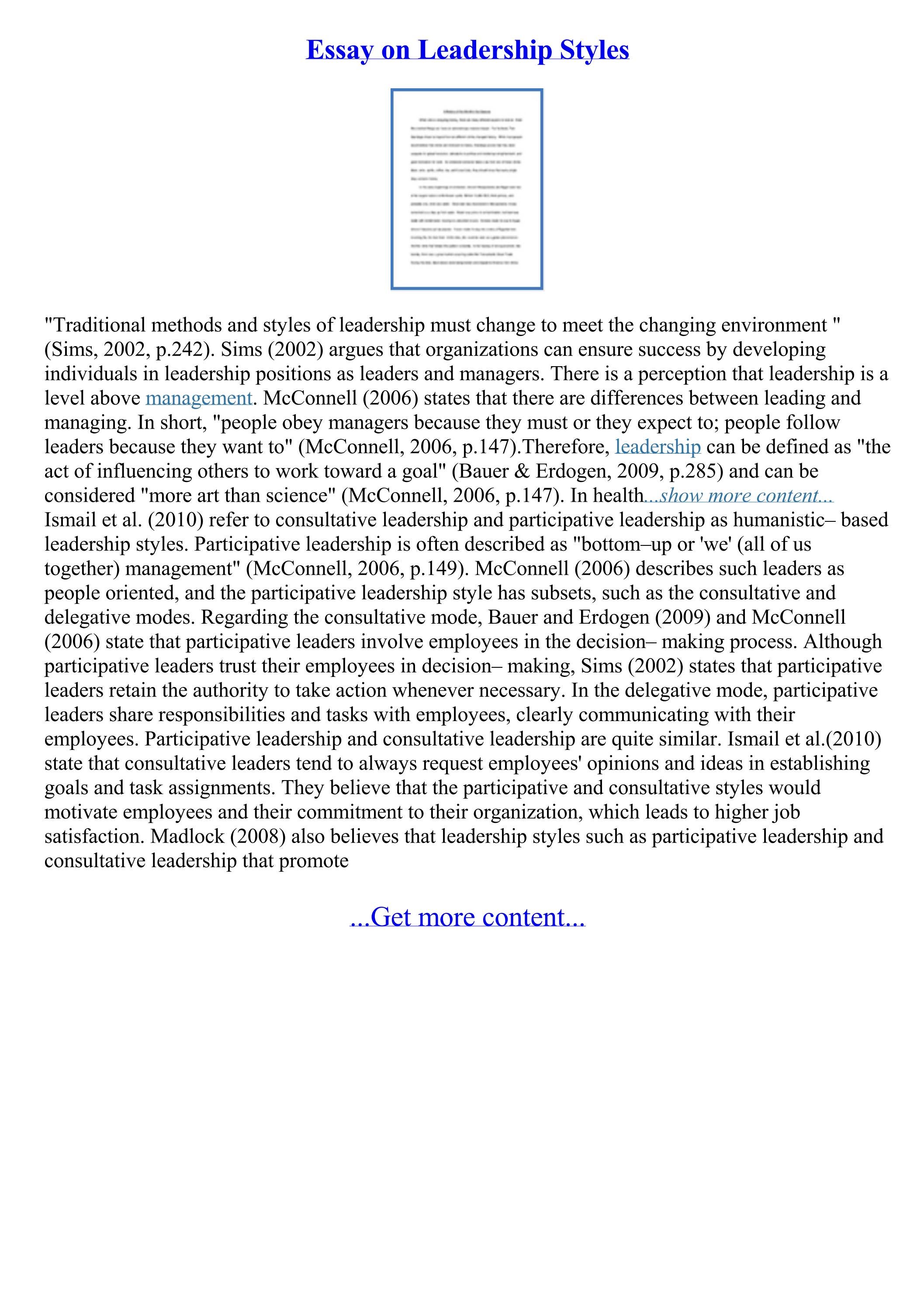 Leadership Styles Essay by Essay Writing Service Legal - Issuu