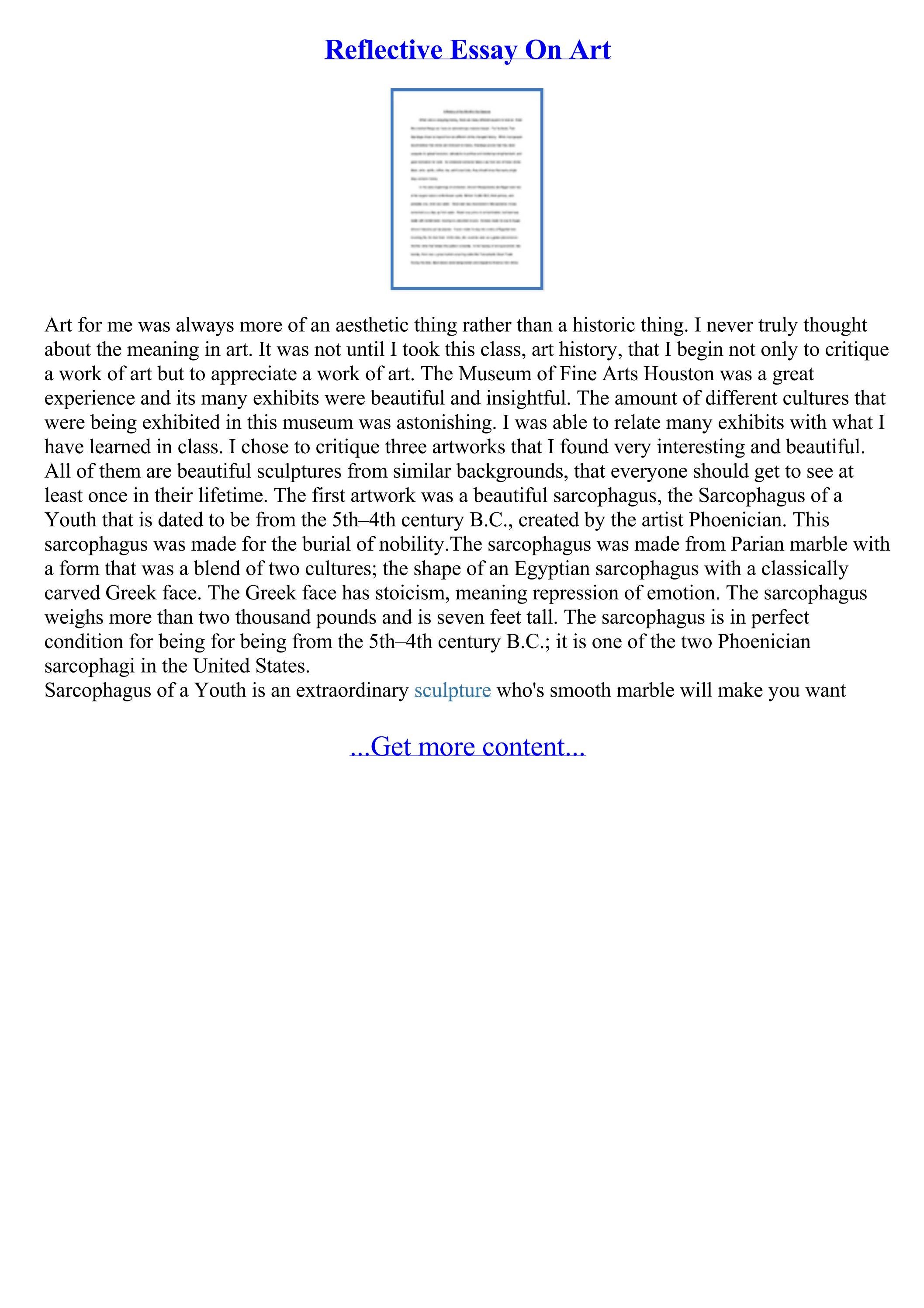 Reflection Sample Essay by College Essay Help Online - Issuu