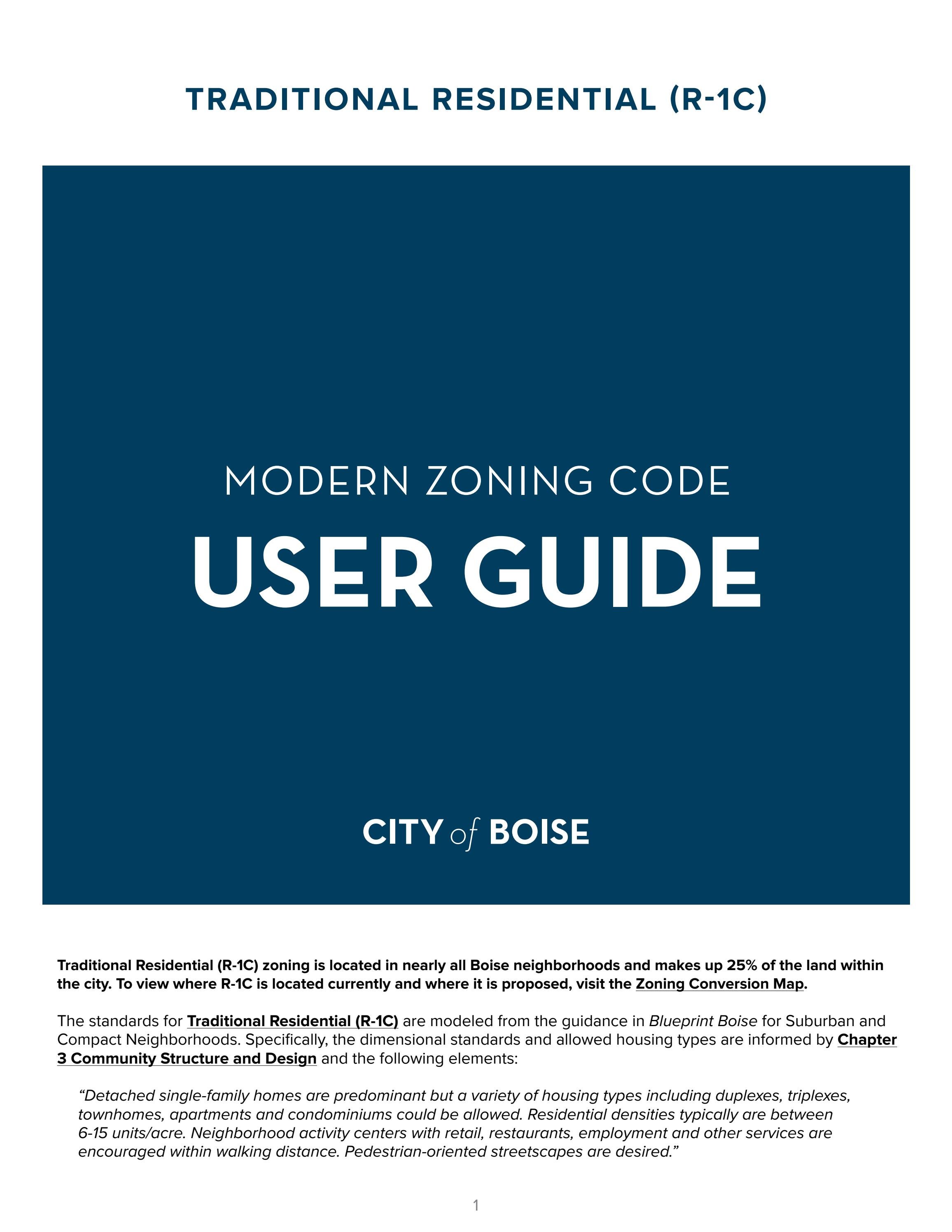 User Guide - Traditional Residential (R1C) by City of Boise - Issuu