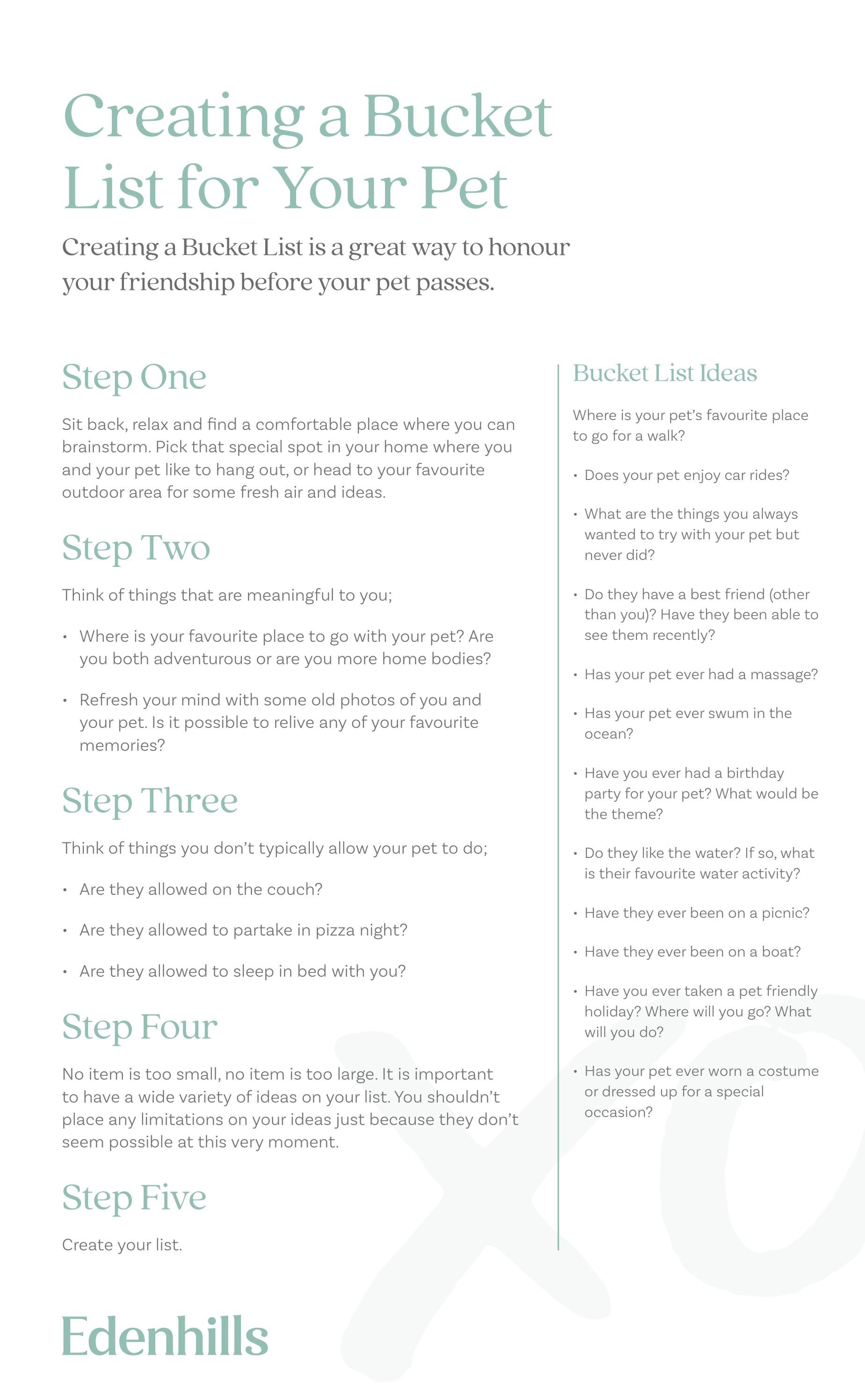 Edenhills Pet Bucket List by InvoCare PetCare - Issuu