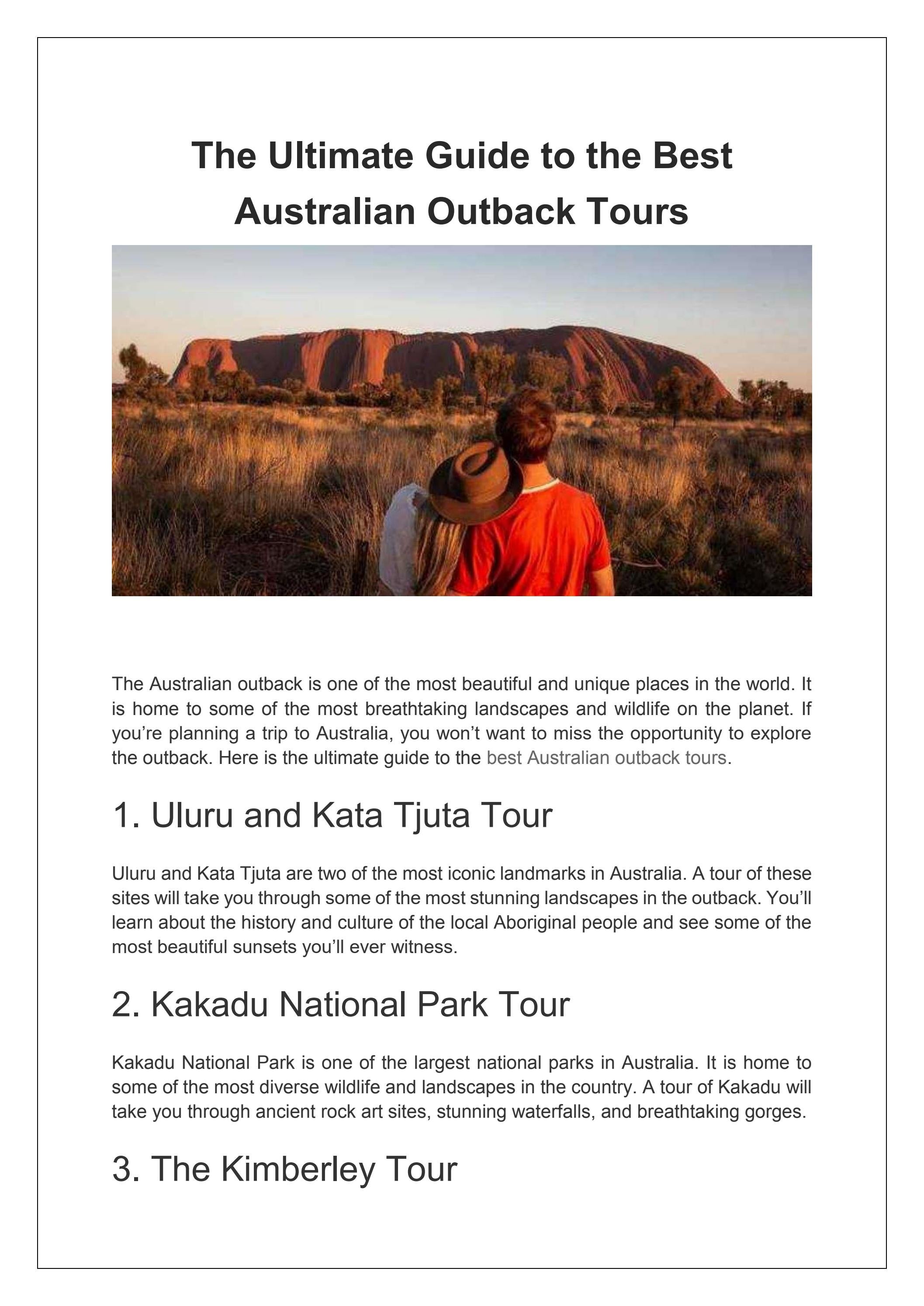 The Ultimate Guide to the Best Australian Outback Tours by Outback ...