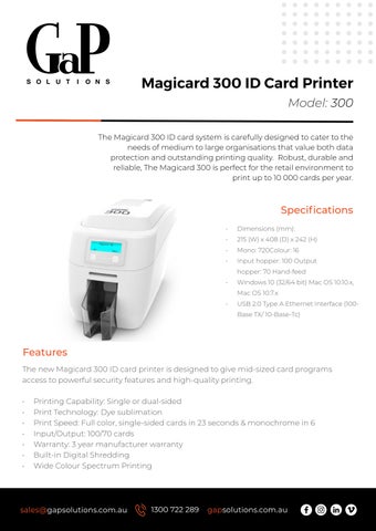 Magicard 300 ID Card Printer Model: 300 by GaP Solutions - Issuu