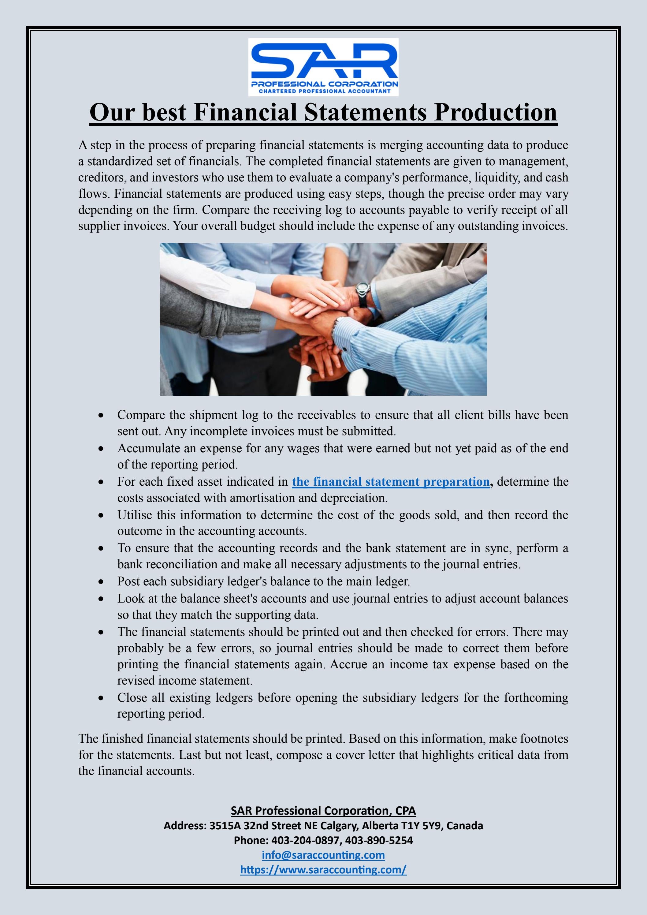 Our best Financial Statements Production by SAR Professional ...