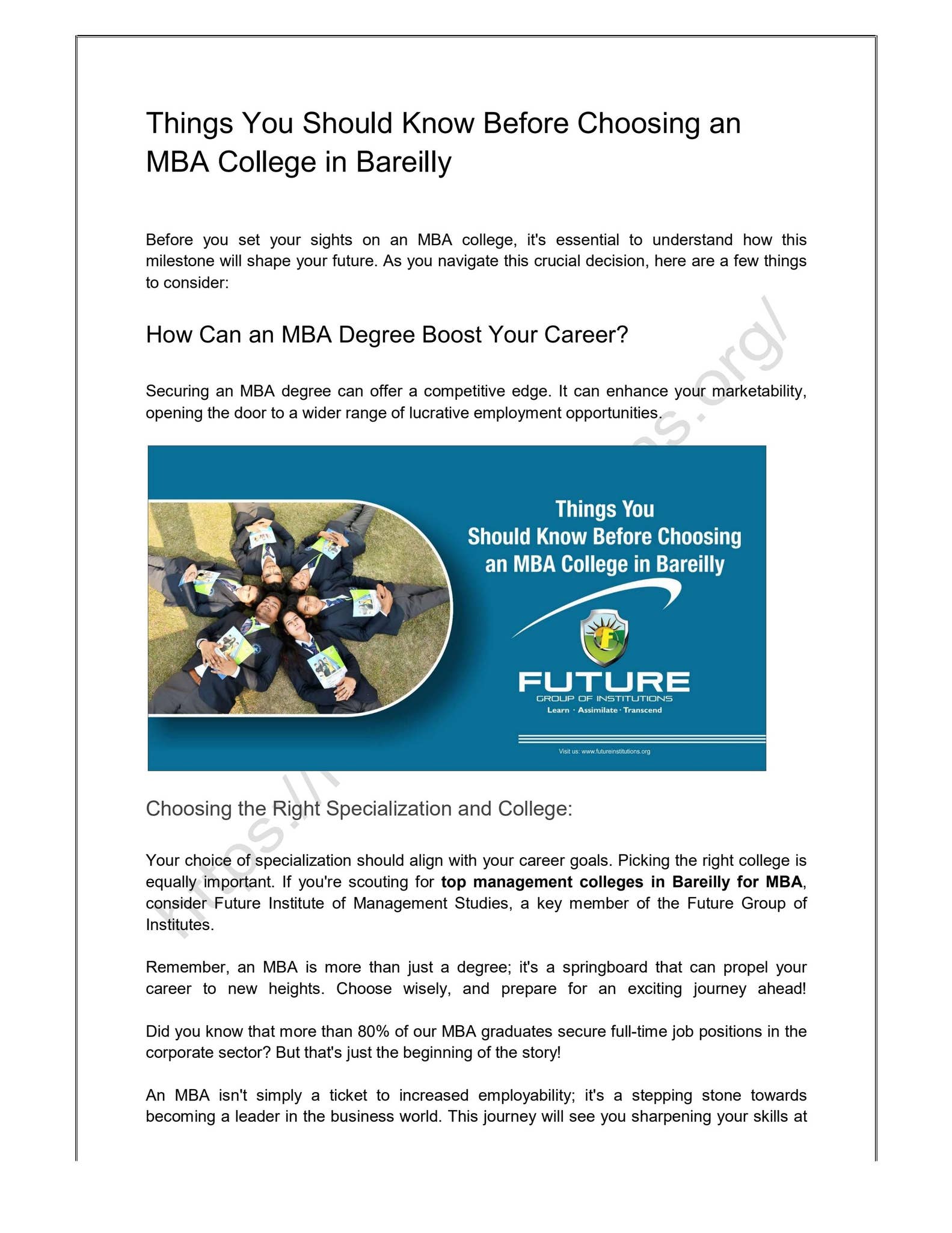 Things You Should Know Before Choosing an MBA College in Bareilly by ...